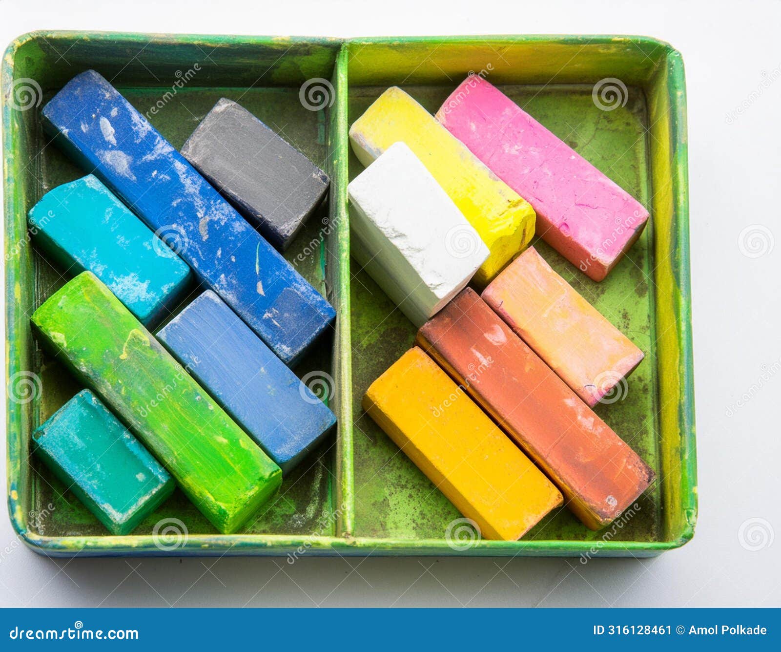 Colorful Chalk Box Isolated in White Background Stock Image - Image of ...