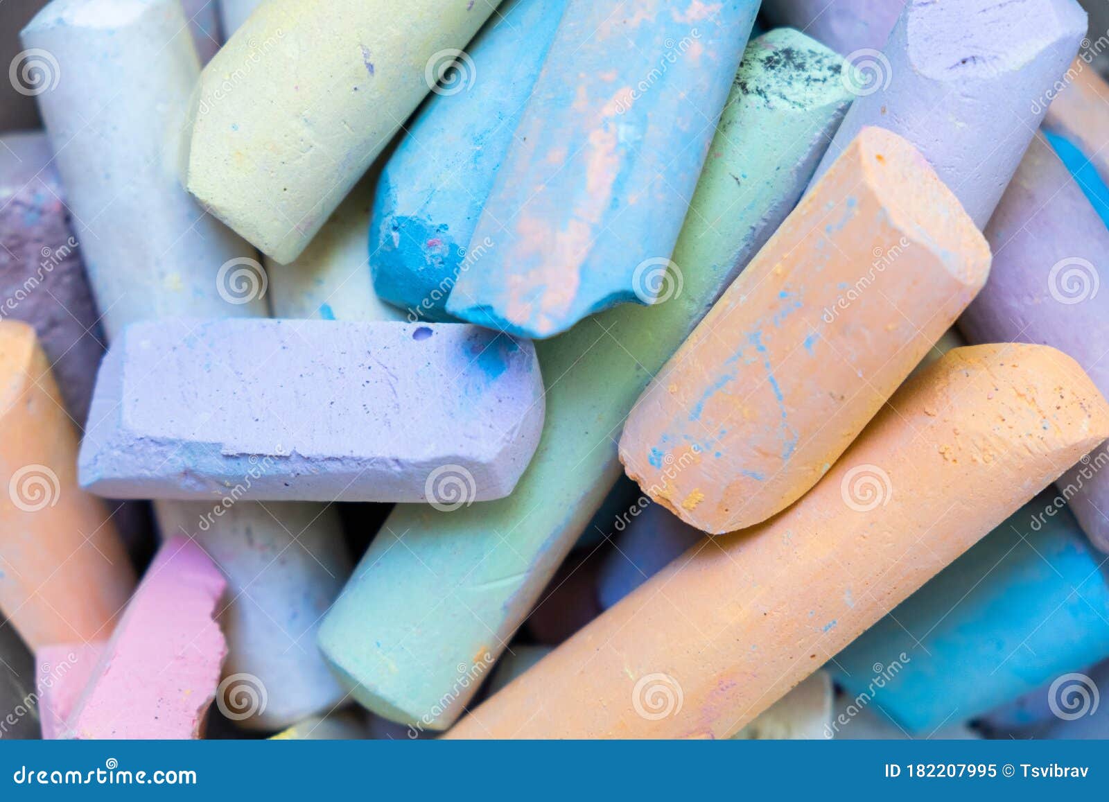 Colorful chalk chunks. stock image. Image of background - 182207995