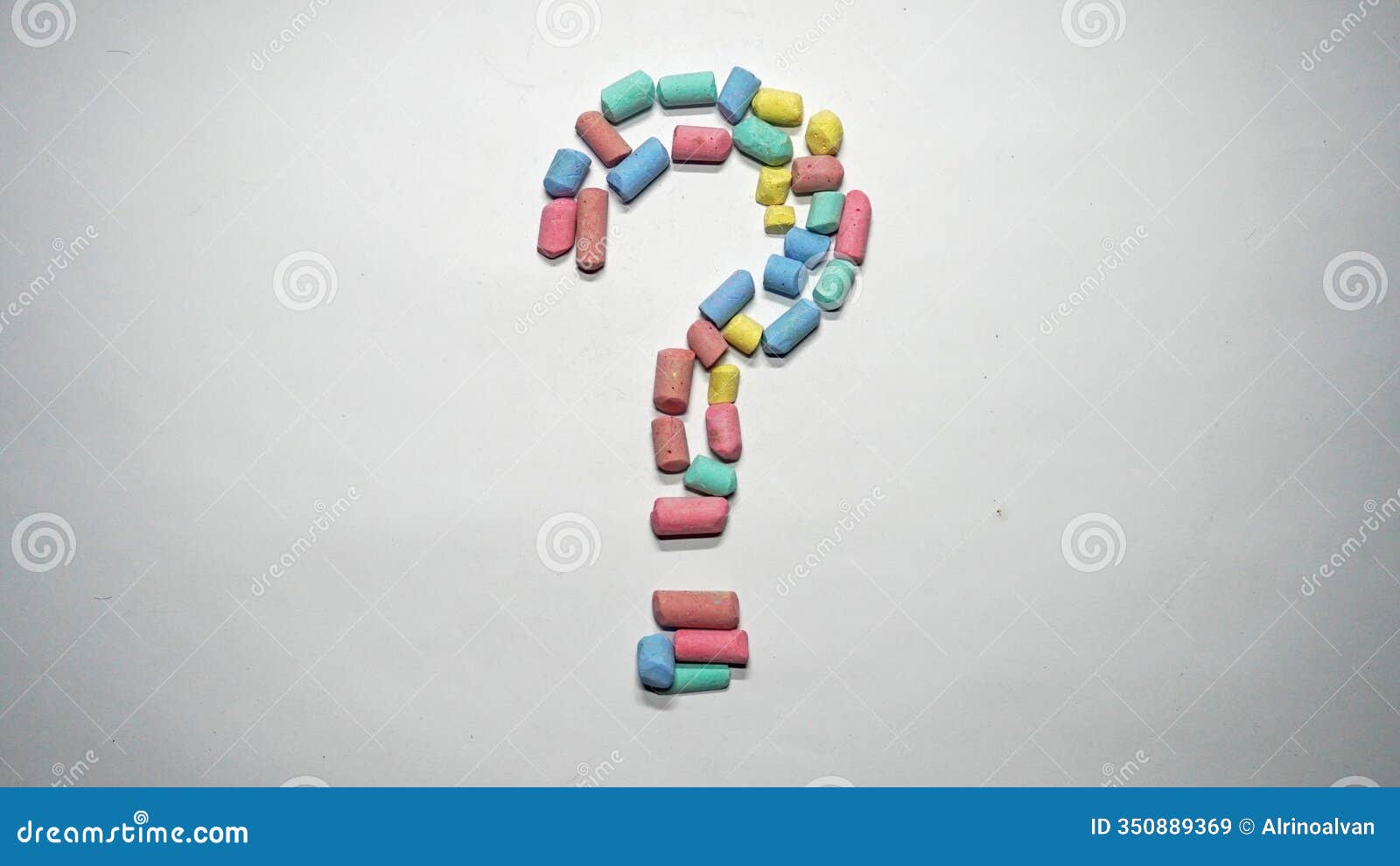 Colorful Chalk Creating a Question Mark Shape on White Background Stock ...
