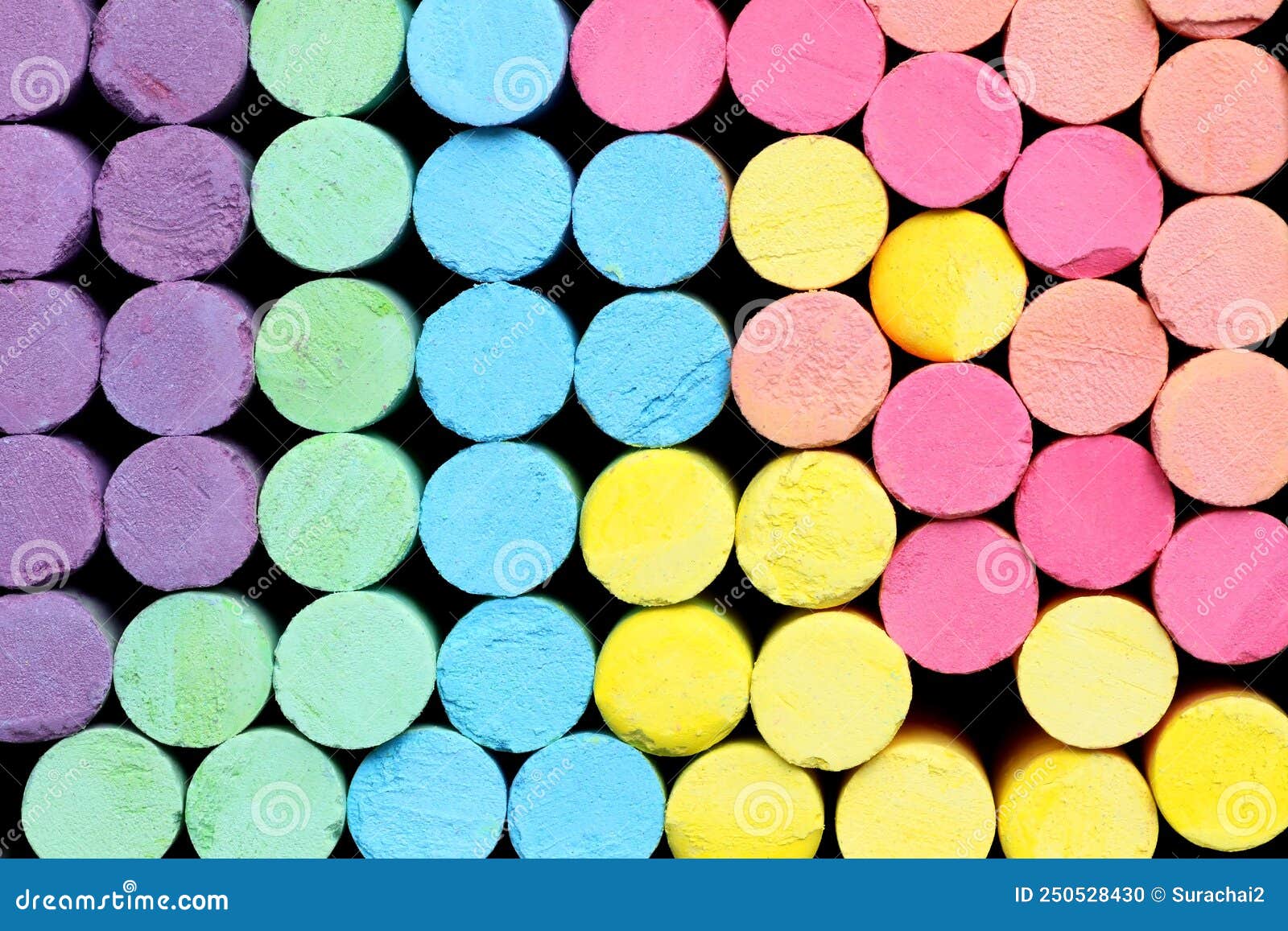 Colorful Chalk for Drawing on Chalkboard on Top View Stock Photo ...