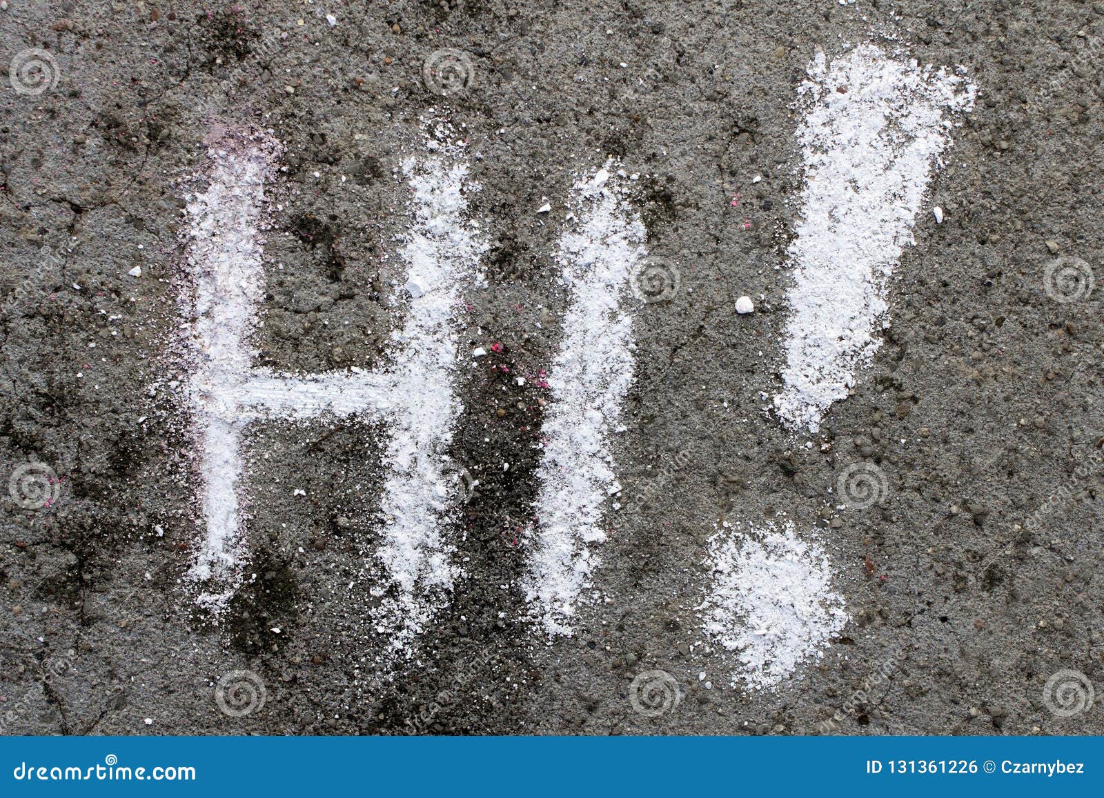Chalk Drawing: White Word HI Stock Photo - Image of asphalt, blackboard ...