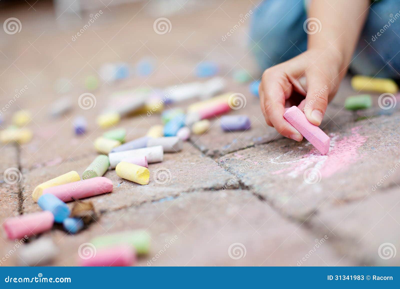 Colorful Chalk on the Pavement Stock Image - Image of coloring, person ...