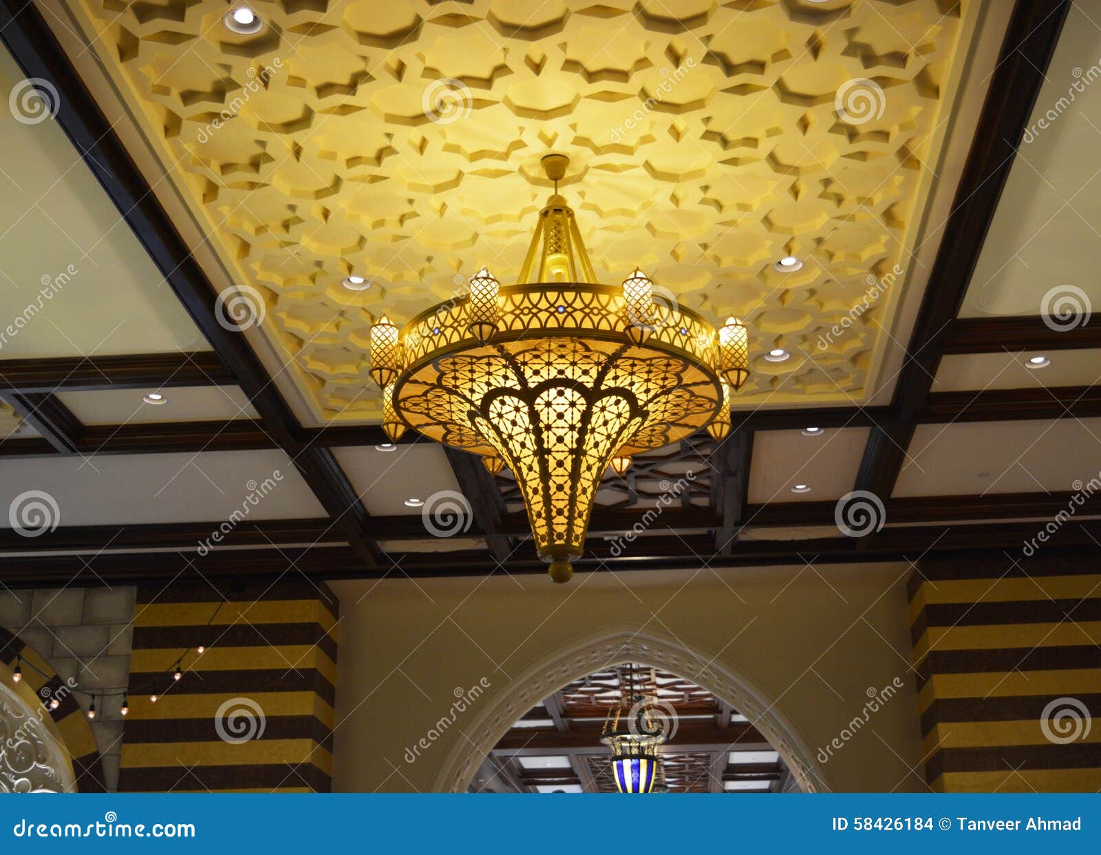 Colorful Chandelier on Ceiling Stock Photo - Image of decoration ...