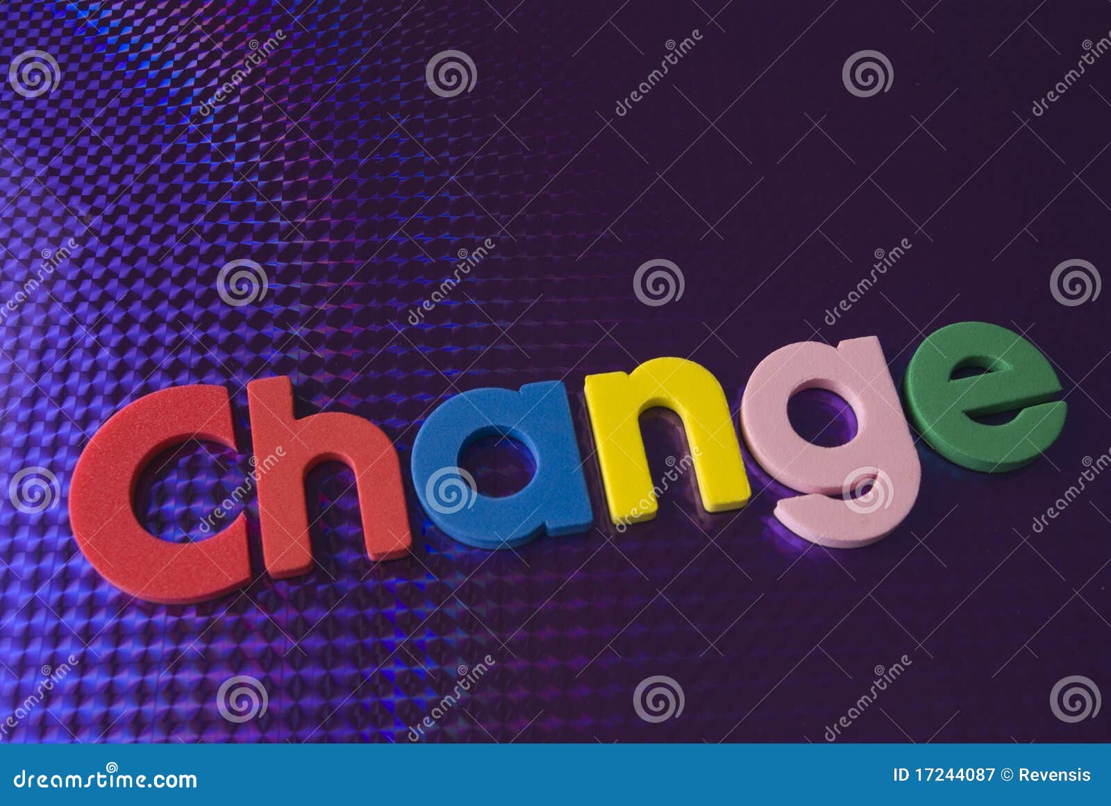 Colorful Change Word on Blue Neon Background Stock Image - Image of ...