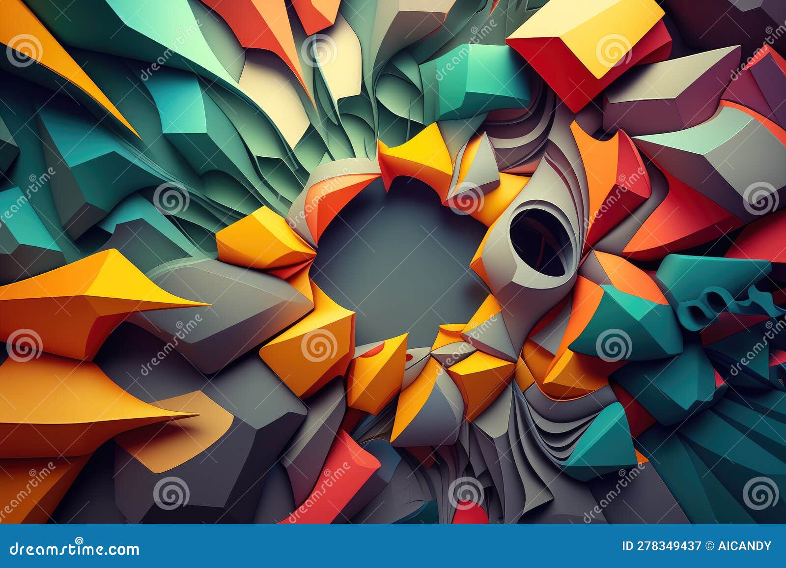 Colorful Chaos of Overlapping and Interlocking Shapes Stock ...