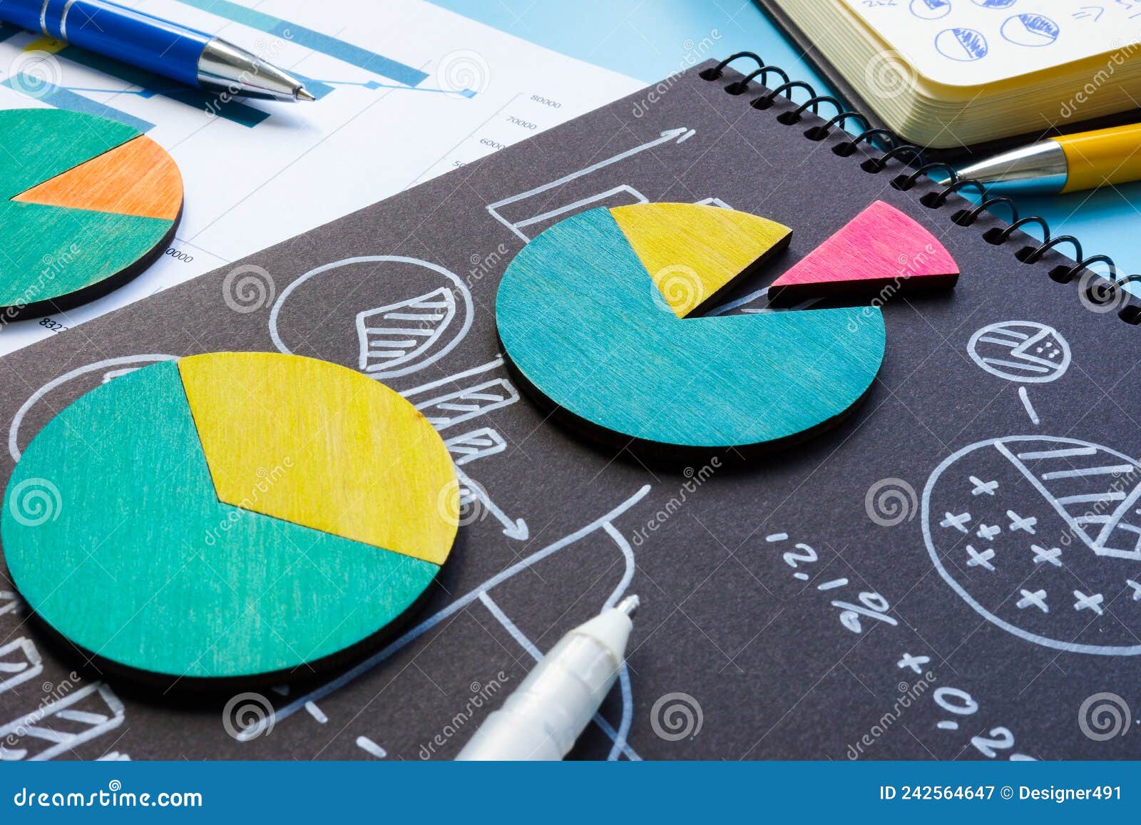 Colorful Charts and Data As Segmentation Symbol. Stock Image - Image of ...