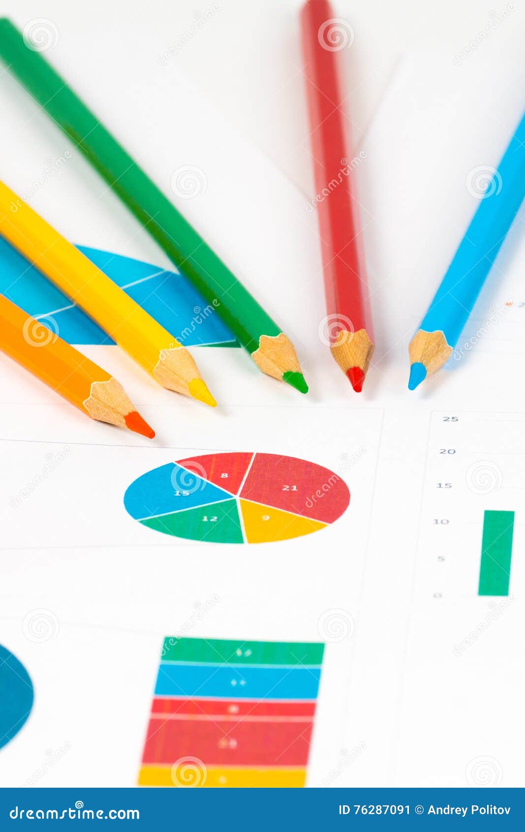 Colorful Charts with Pencils Stock Image - Image of commerce, chart ...