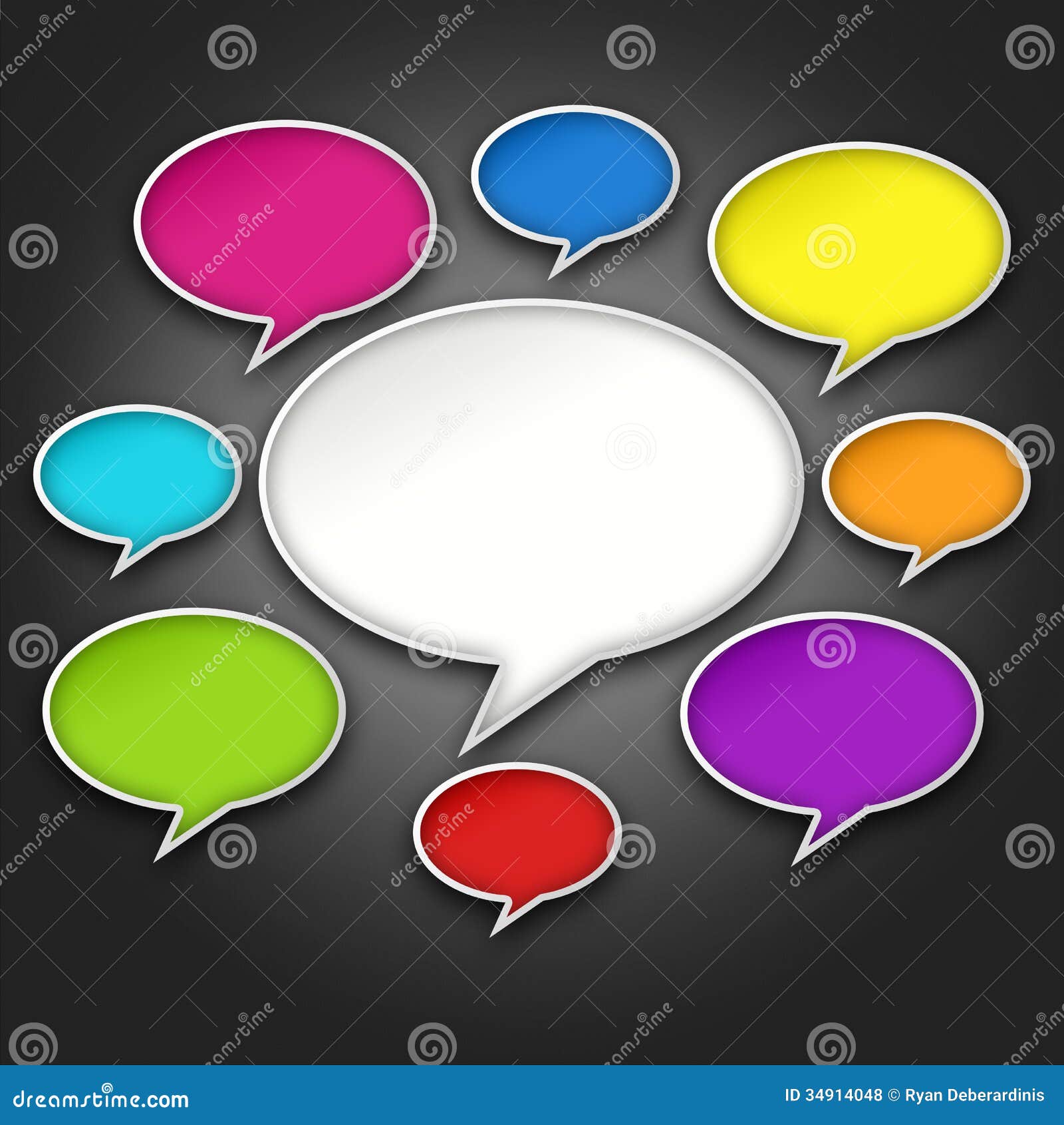 Colorful Chat Bubbles Conversation on Black Stock Illustration ...