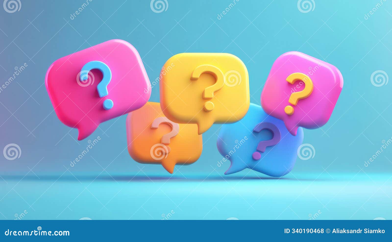 Colorful Chat Bubbles with Question Marks in Modern Concept ...