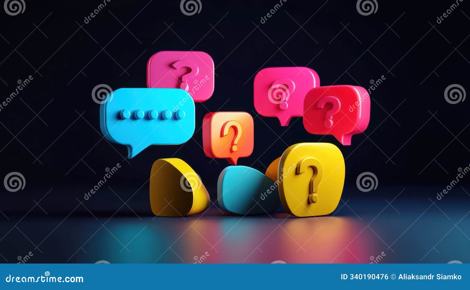 Colorful Chat Bubbles with Question Marks in Modern Concept ...