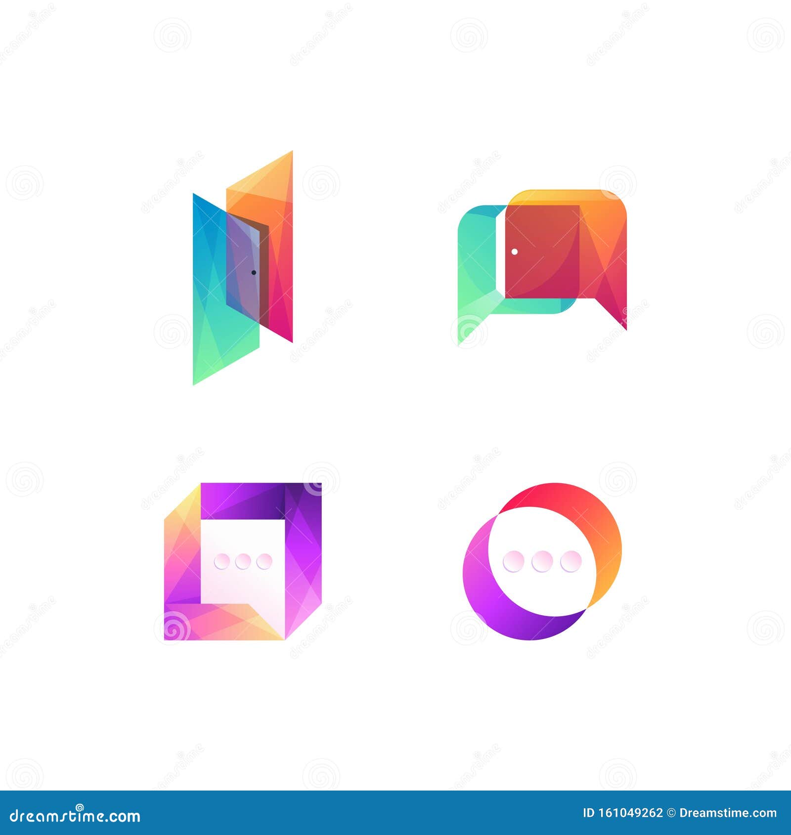 Colorful Chat Social Media Logo Design Set Stock Illustration ...