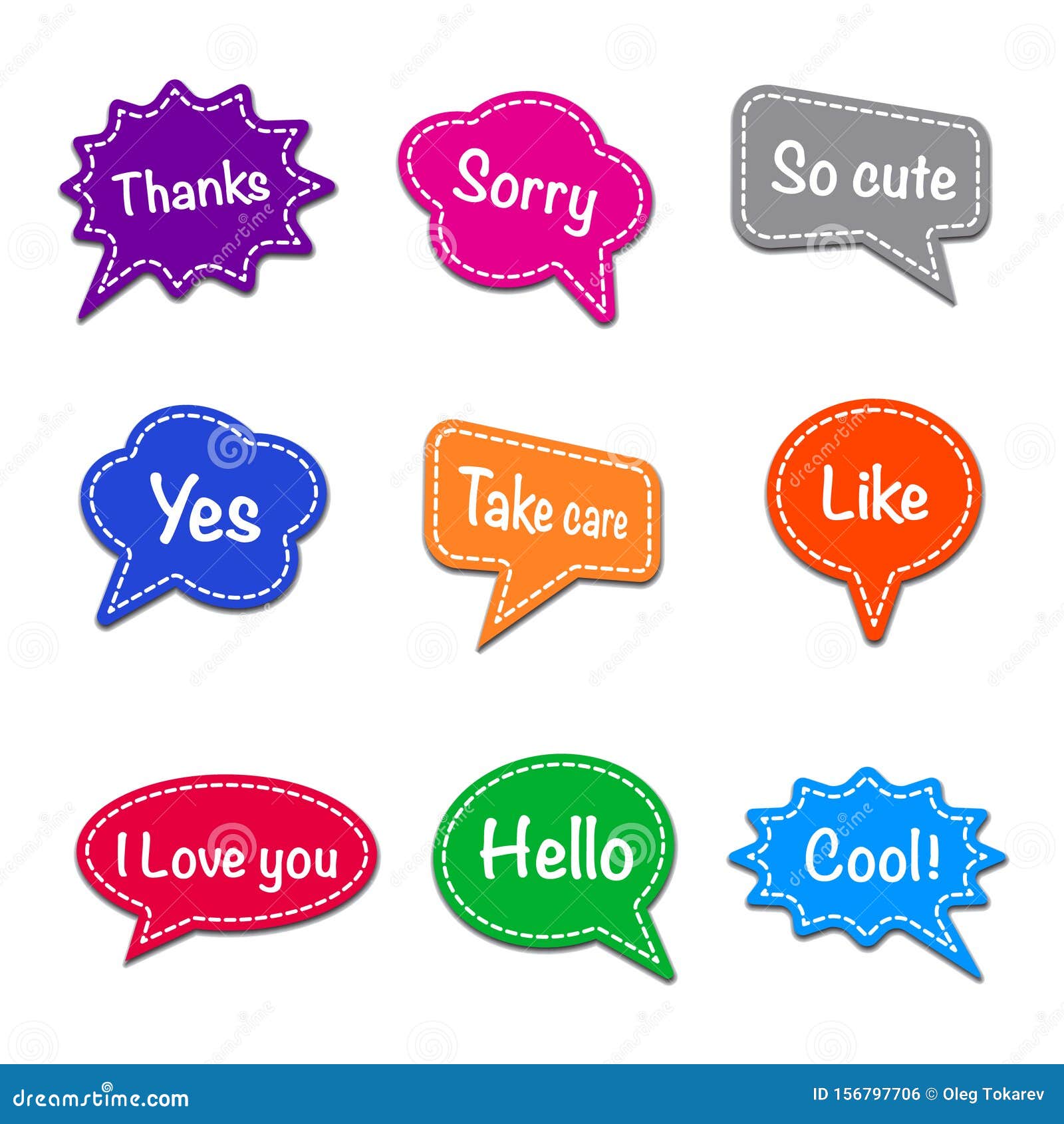 Colorful chat stickers stock vector. Illustration of hand - 156797706