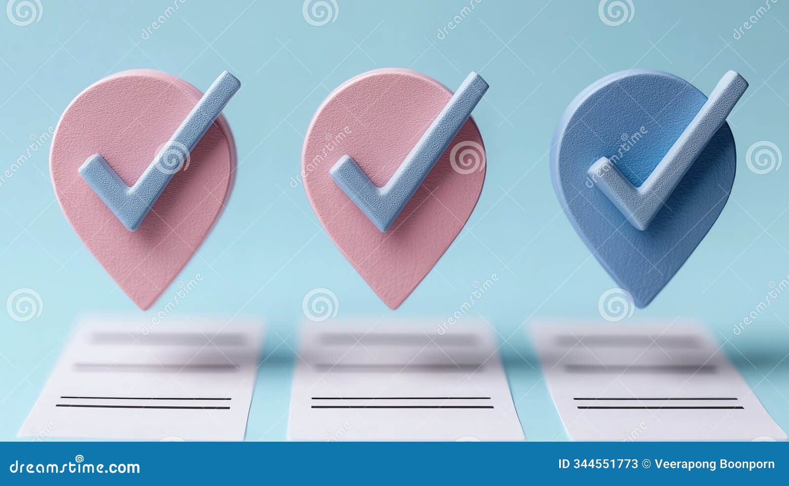 Colorful Check Marks on Paper Forms, Symbolizing Approval and ...