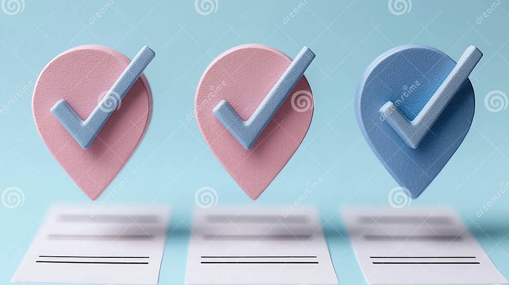 Colorful Check Marks on Paper Forms, Symbolizing Approval and ...