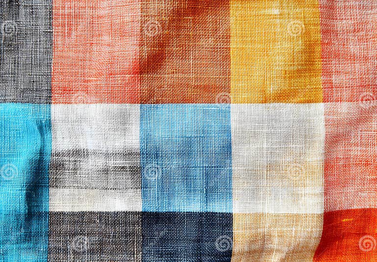 Colorful Checkered Linen Fabric Texture Stock Illustration ...
