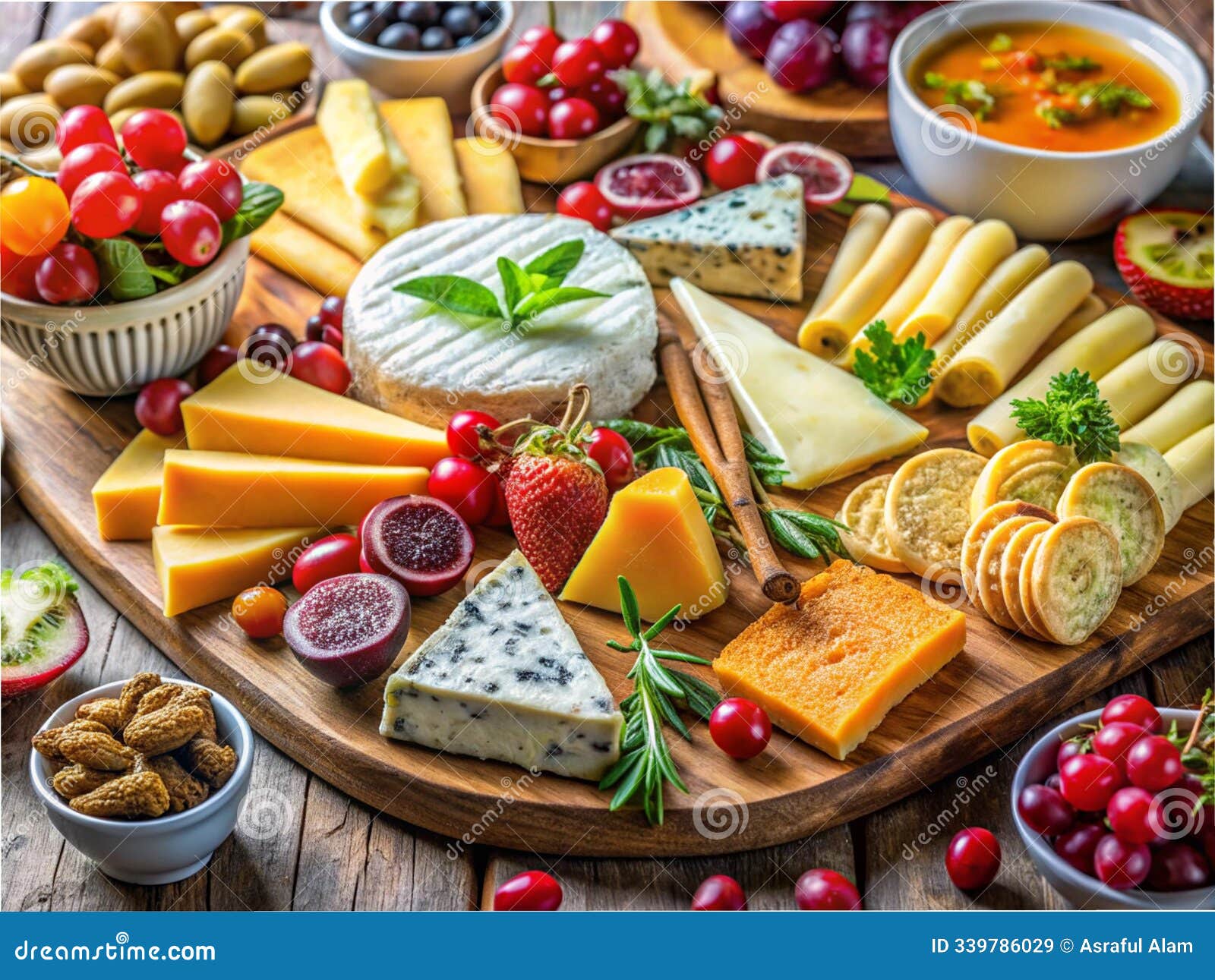 Colorful Cheese Board for a Party Setting Stock Illustration ...