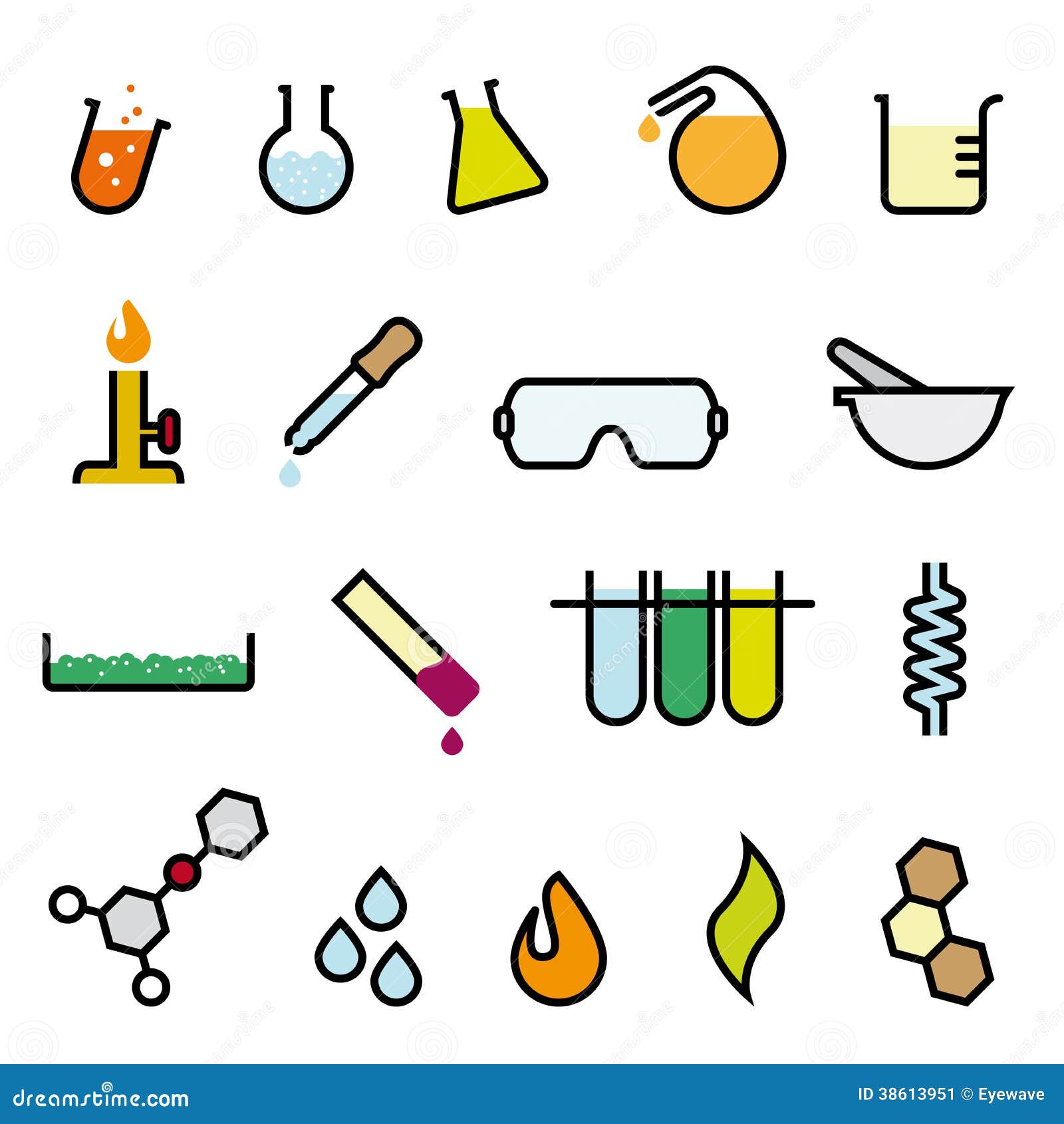 Colorful Chemistry Icon Set Stock Vector - Illustration of liquid ...