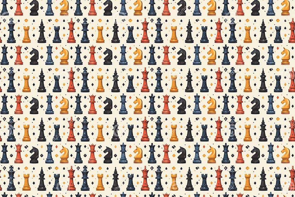 Colorful Chess Piece Pattern Seamless Illustration Stock Photo - Image ...