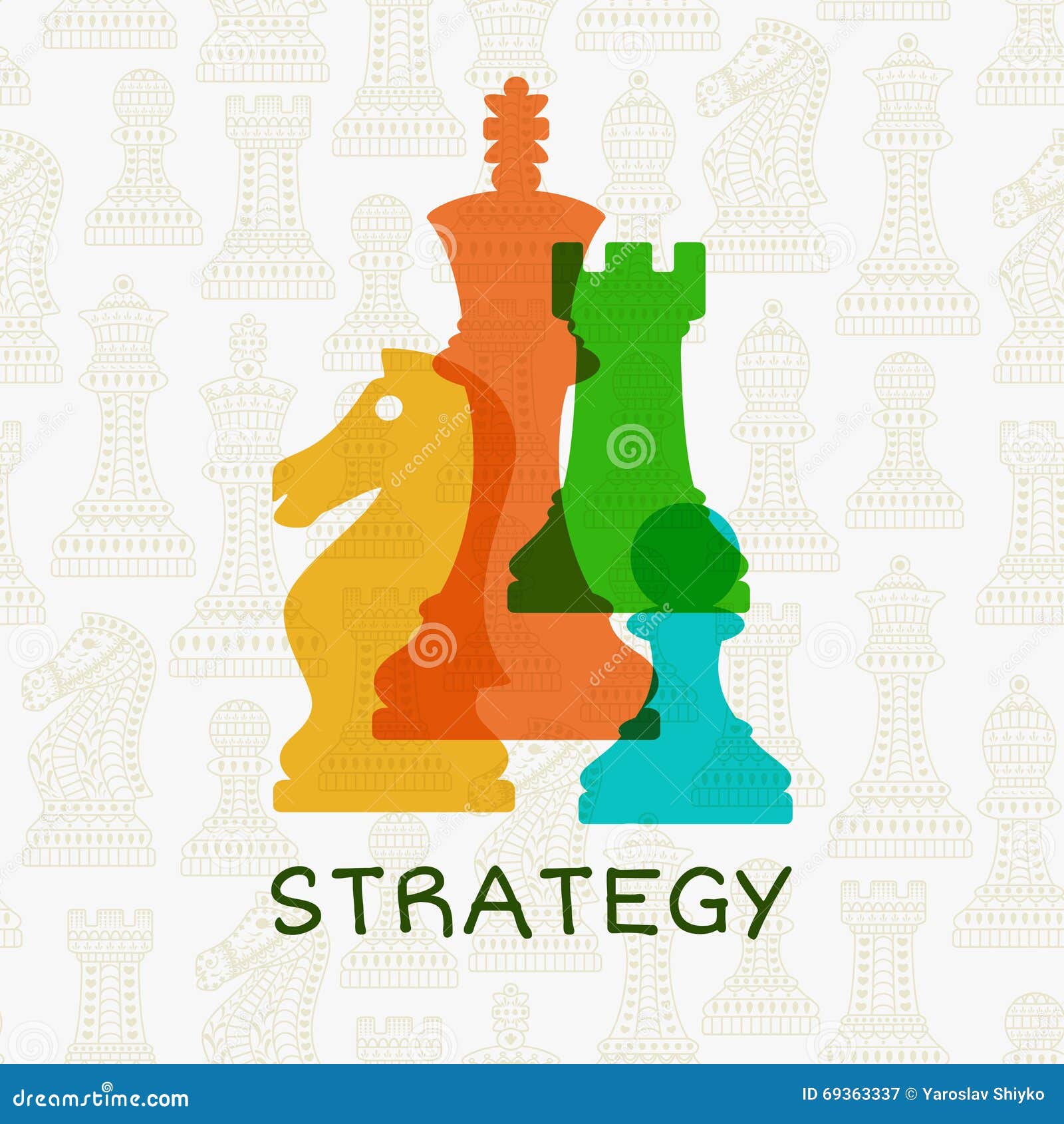 Colorful Chess Pieces on Abstract Background with Chess Stock Vector ...