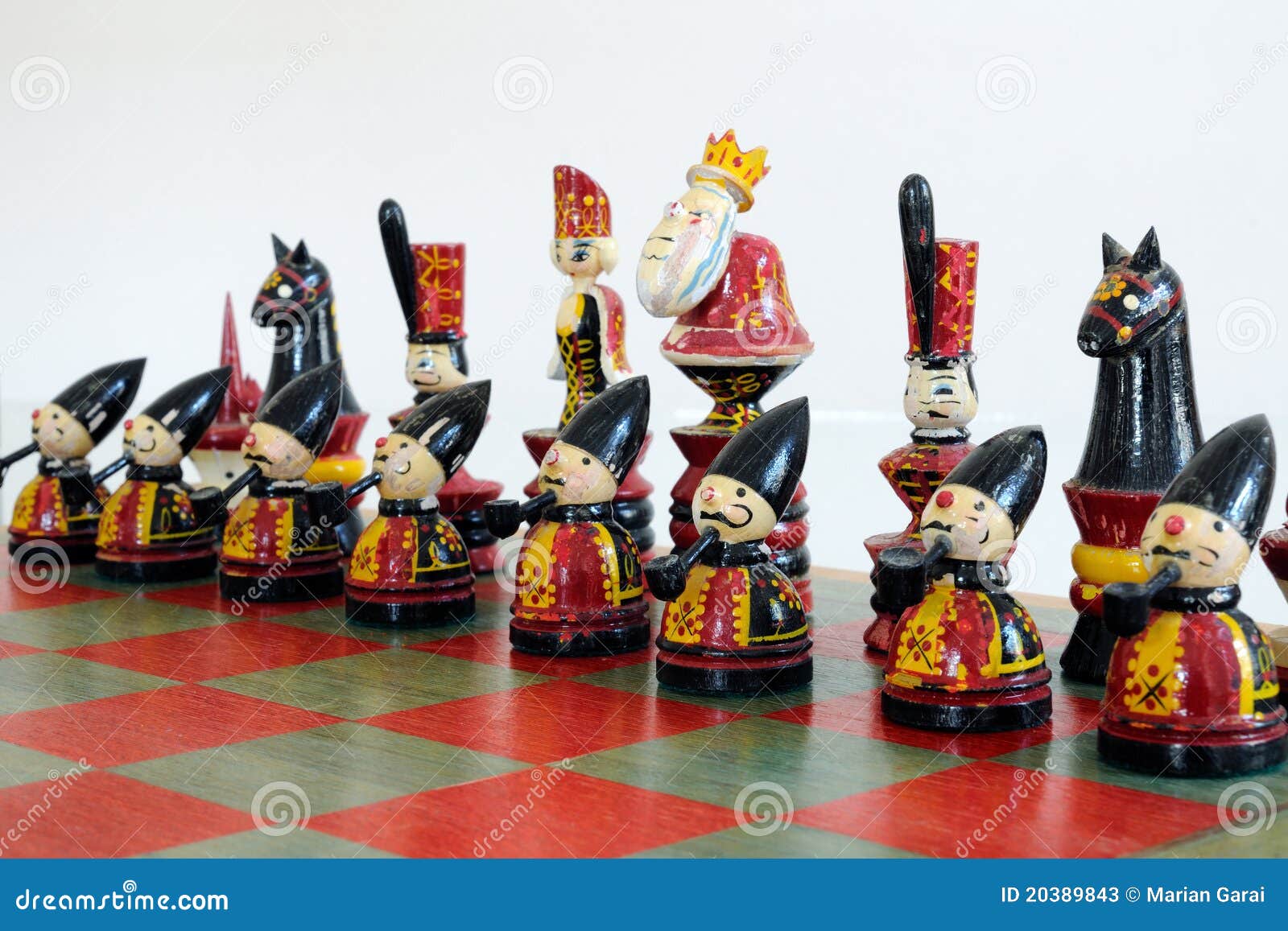 Colorful Chess Pieces on Wood Board Stock Image - Image of strategy ...