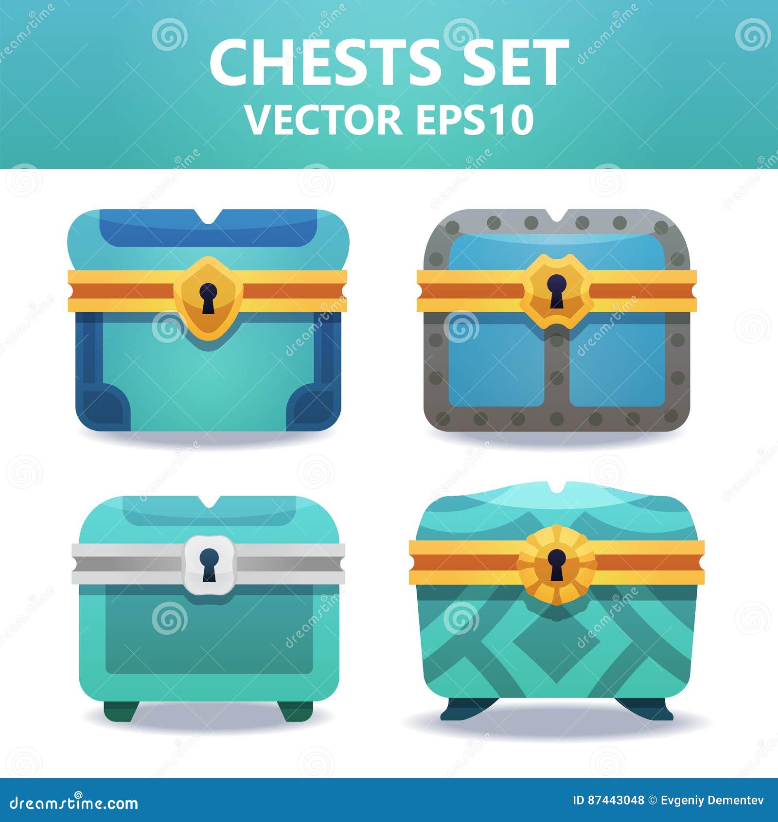 Colorful Chests Set. Assets Set for Game Design and Web Application ...