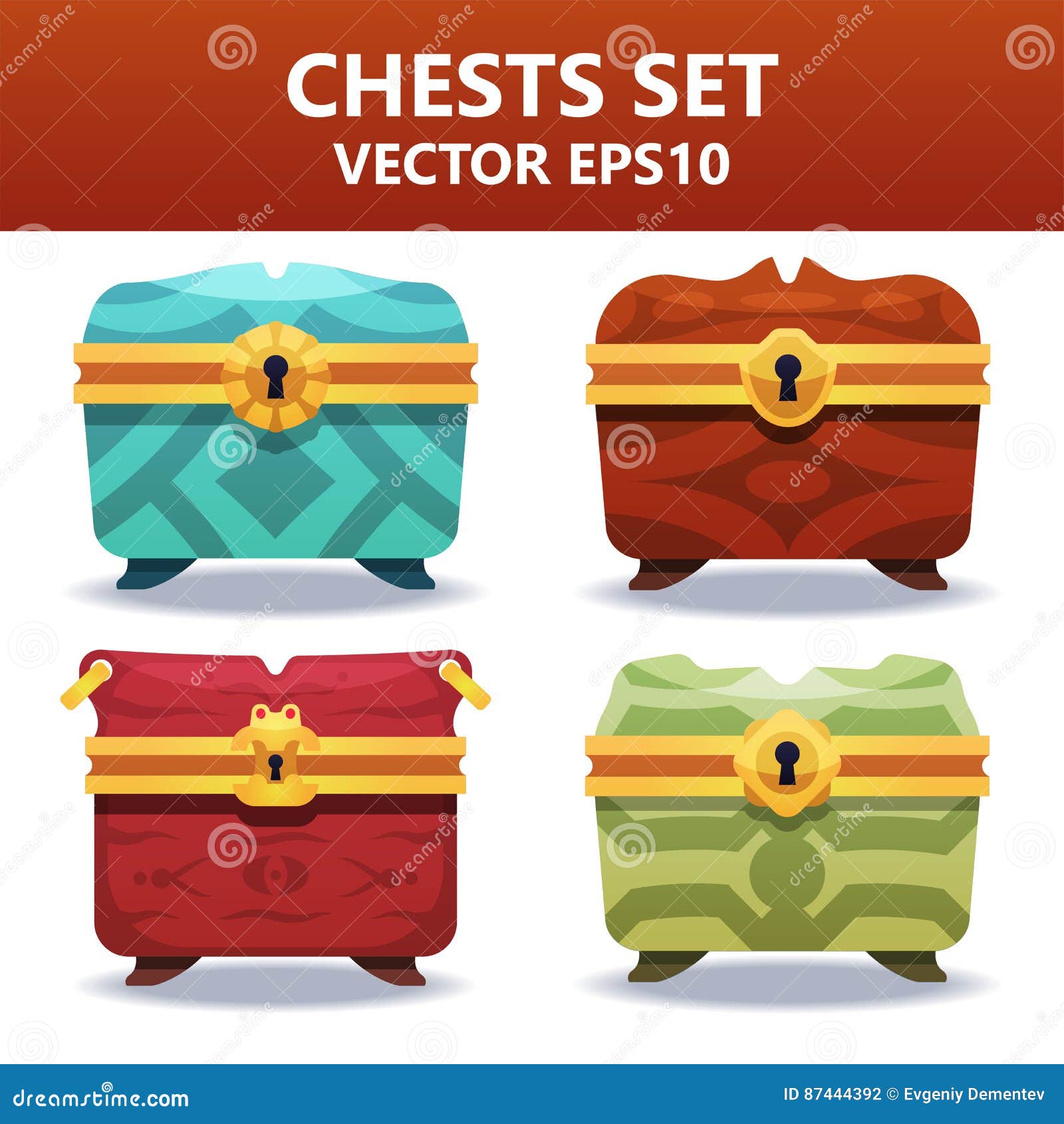 Colorful Chests Set. Assets Set for Game Design and Web Application ...
