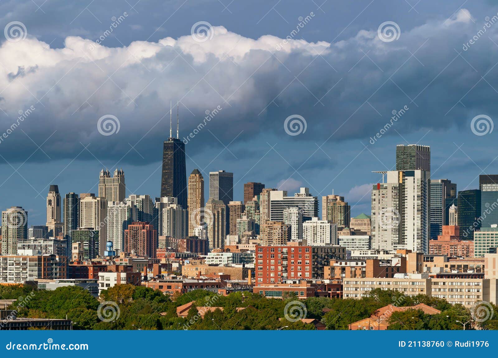 Colorful Chicago skyline stock photo. Image of city, office - 21138760