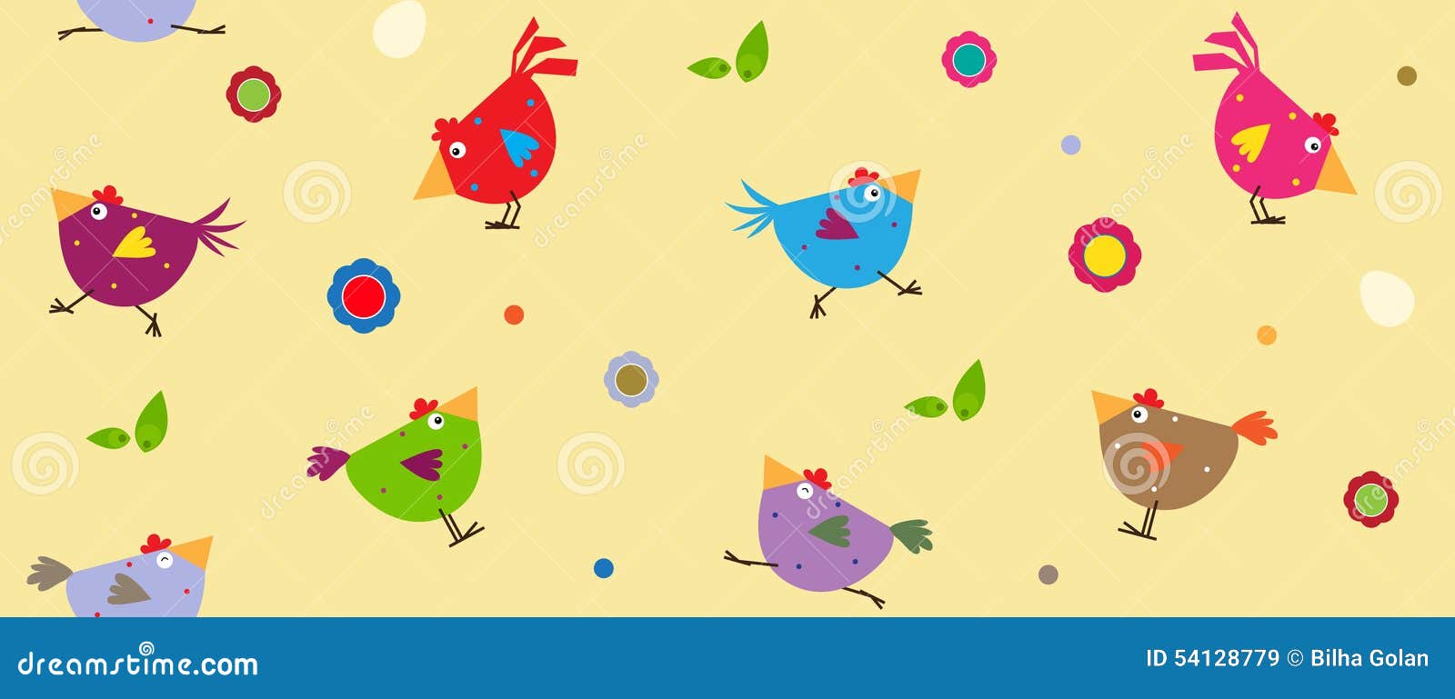 Colorful Chickens stock vector. Illustration of cheerful - 54128779