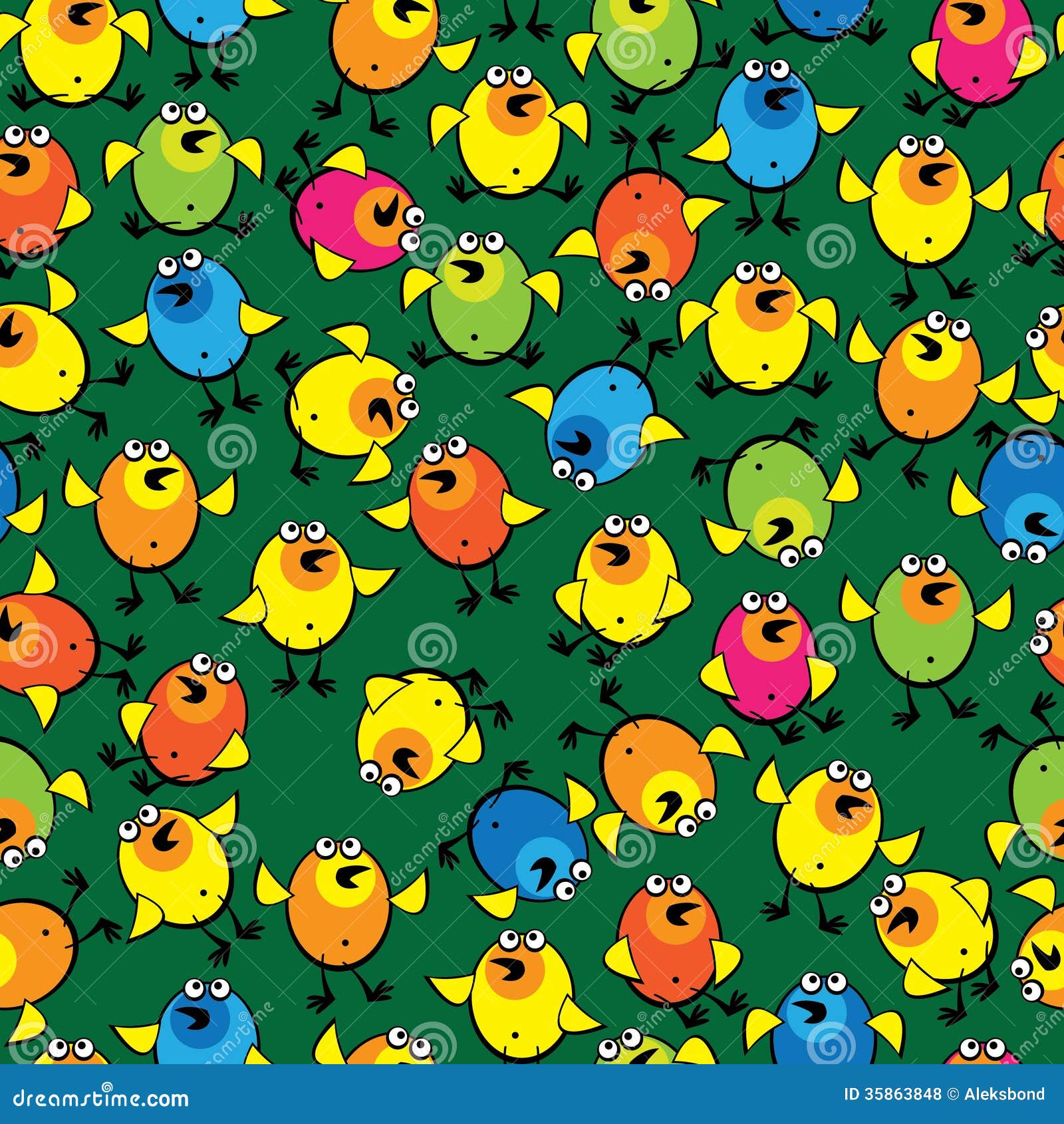 Colorful Chickens on Seamless Pattern Stock Vector - Illustration of ...