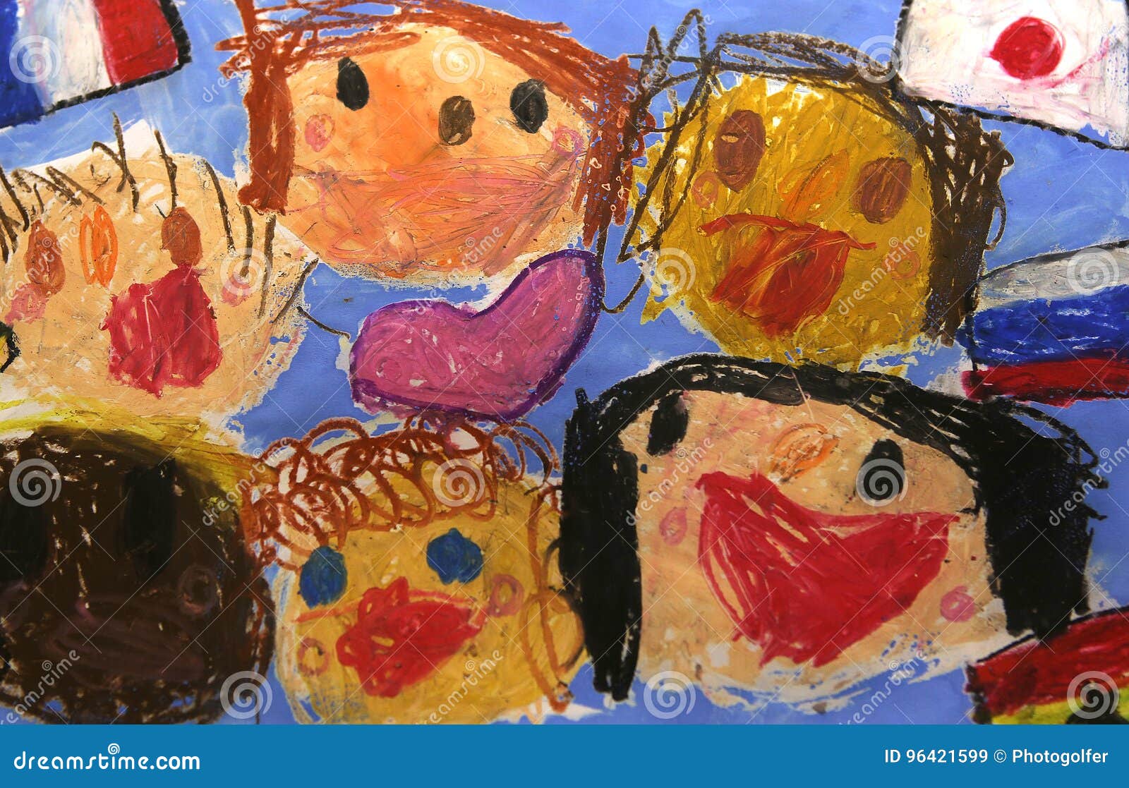 Colorful child drawing stock image. Image of drawing - 96421599