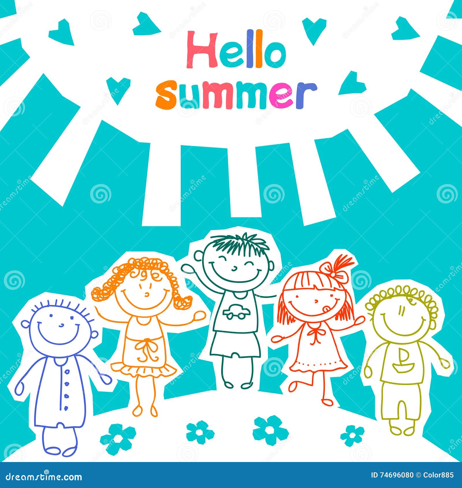 Colorful children stock vector. Illustration of dress - 74696080