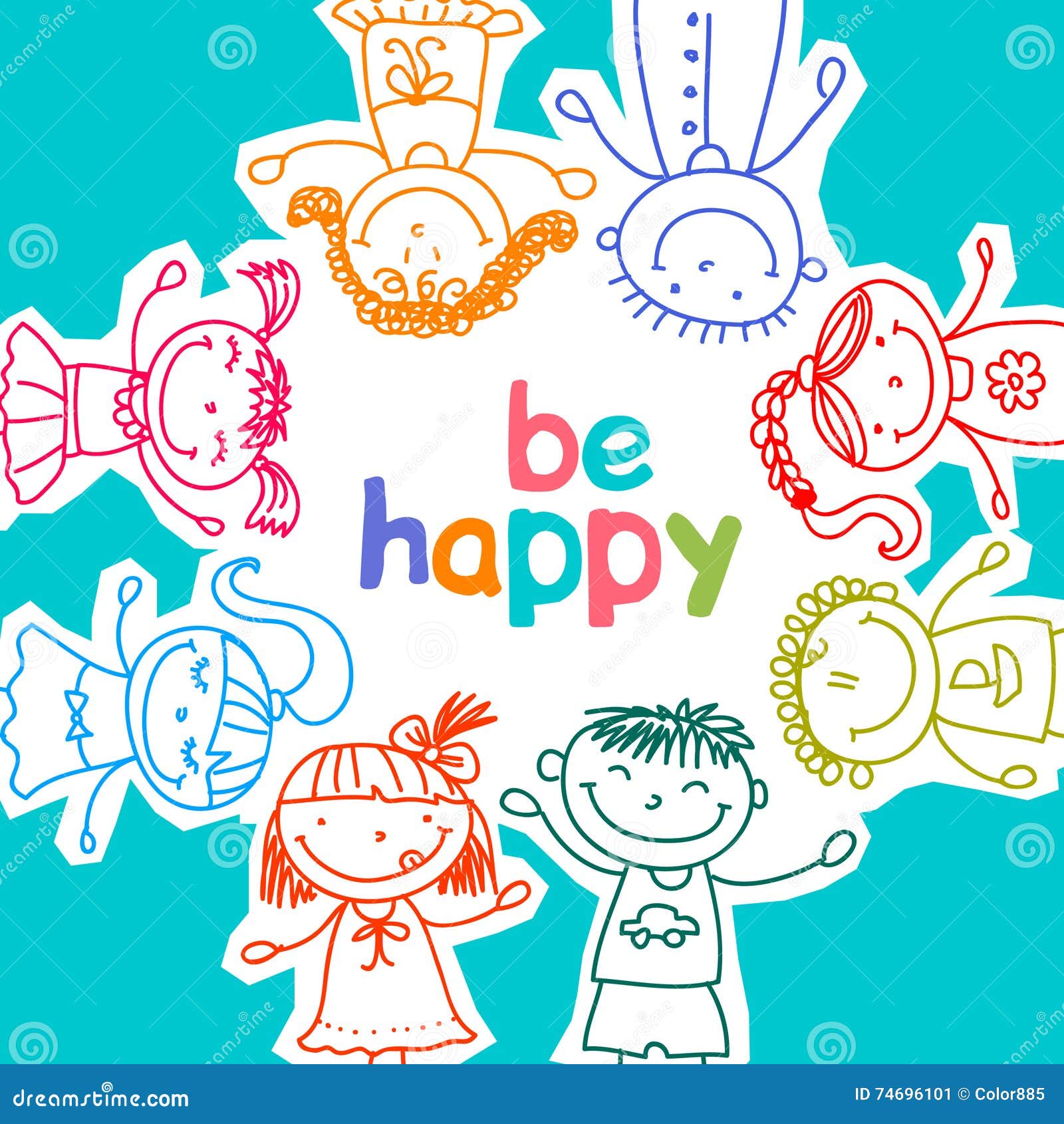 Colorful children stock vector. Illustration of card - 74696101