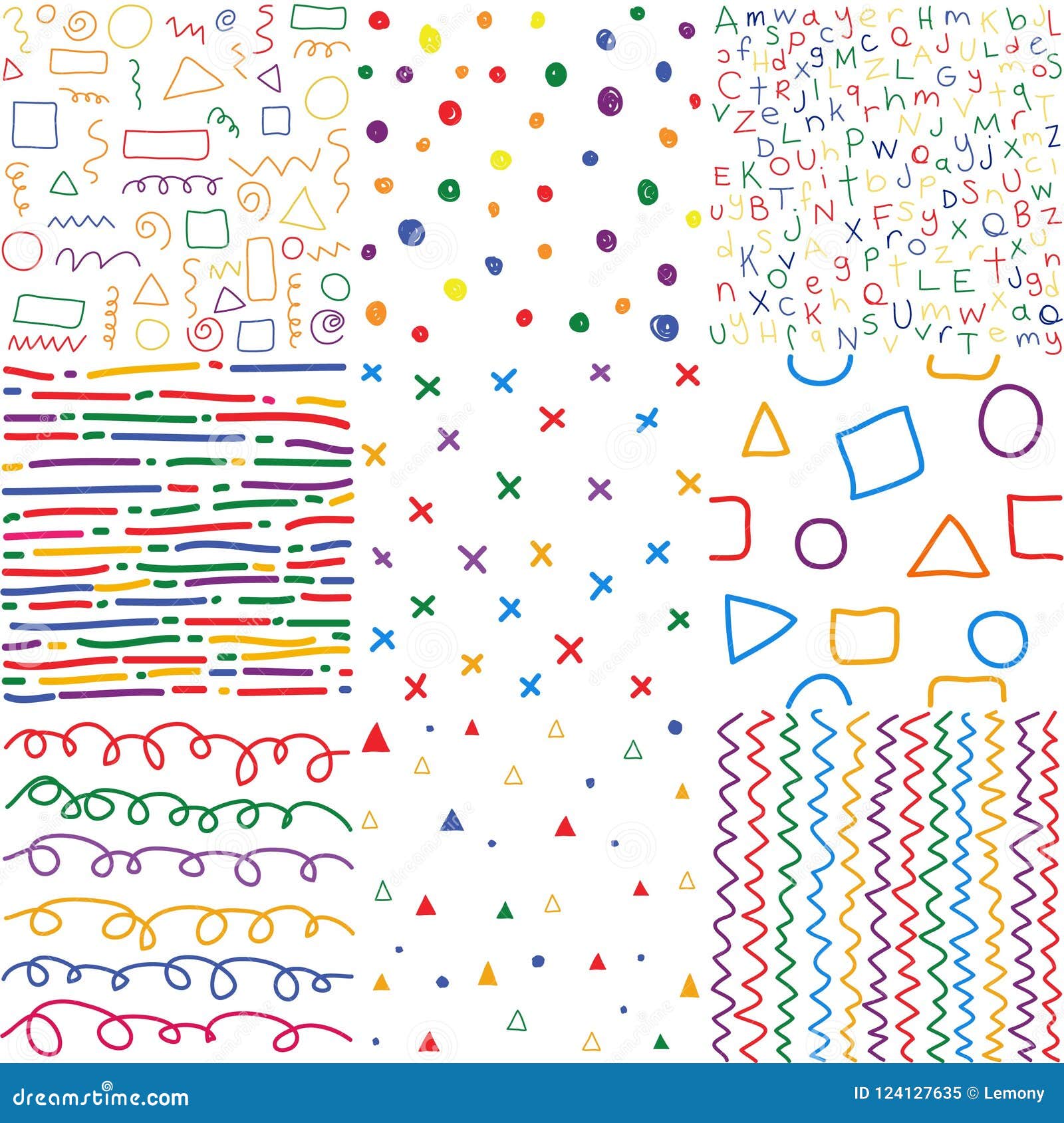 Colorful Children Hand Drawn Seamless Patterns. Stock Vector ... Colorful Children Hand Drawn Seamless Patterns. Stock Vector ...