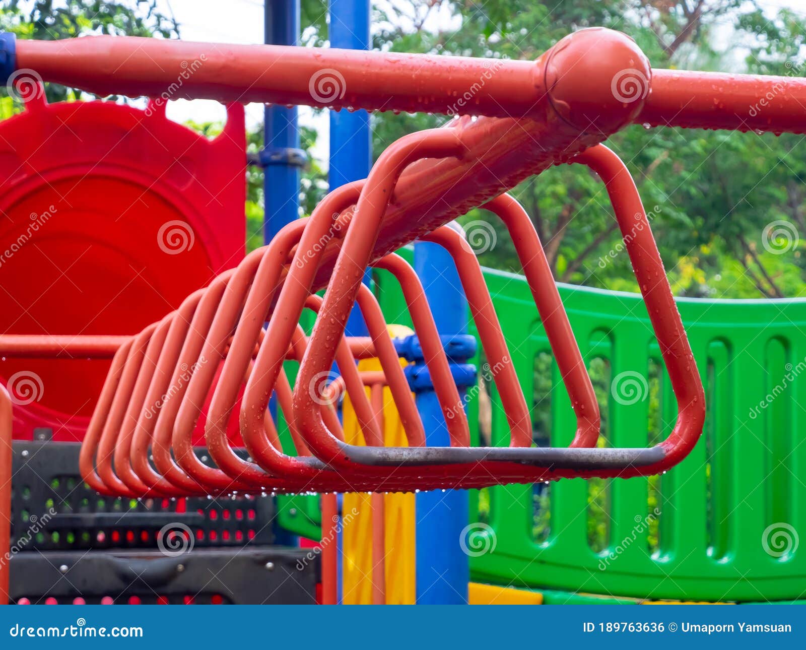 Colorful Children Playground in the Park, Close Up Rings for Pulling Up ...