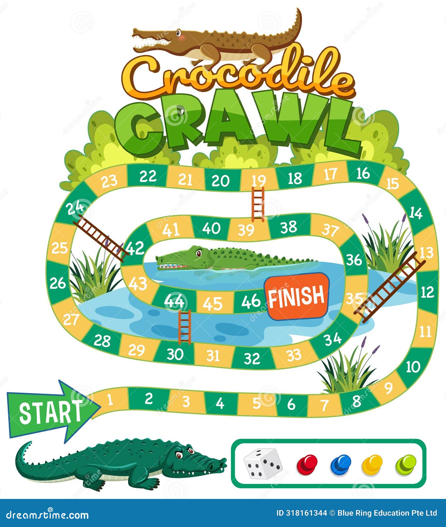 Children S Board Game with Crocodile Theme Stock Vector - Illustration ...