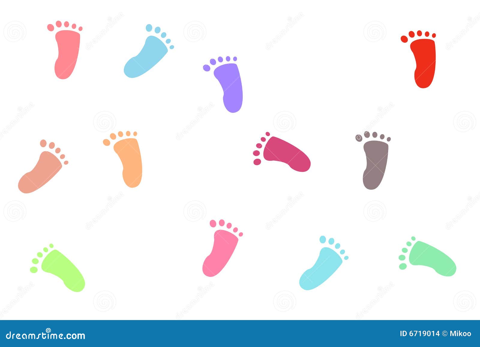 Colorful Children's Footprints Stock Images - Image: 6719014