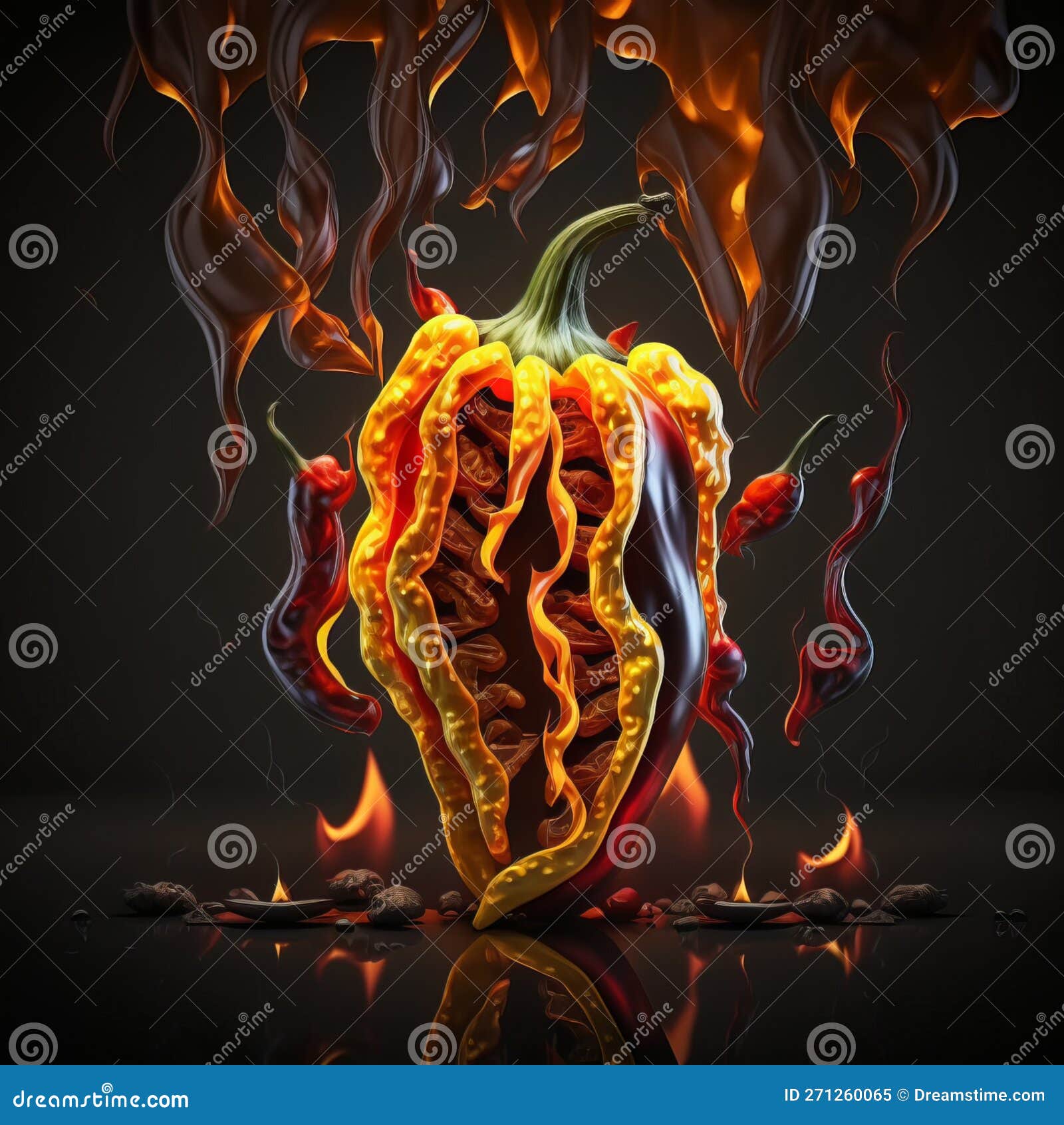 Colorful Chilliâ€™s, Chile S with Flames and Fire. Stock Illustration ...