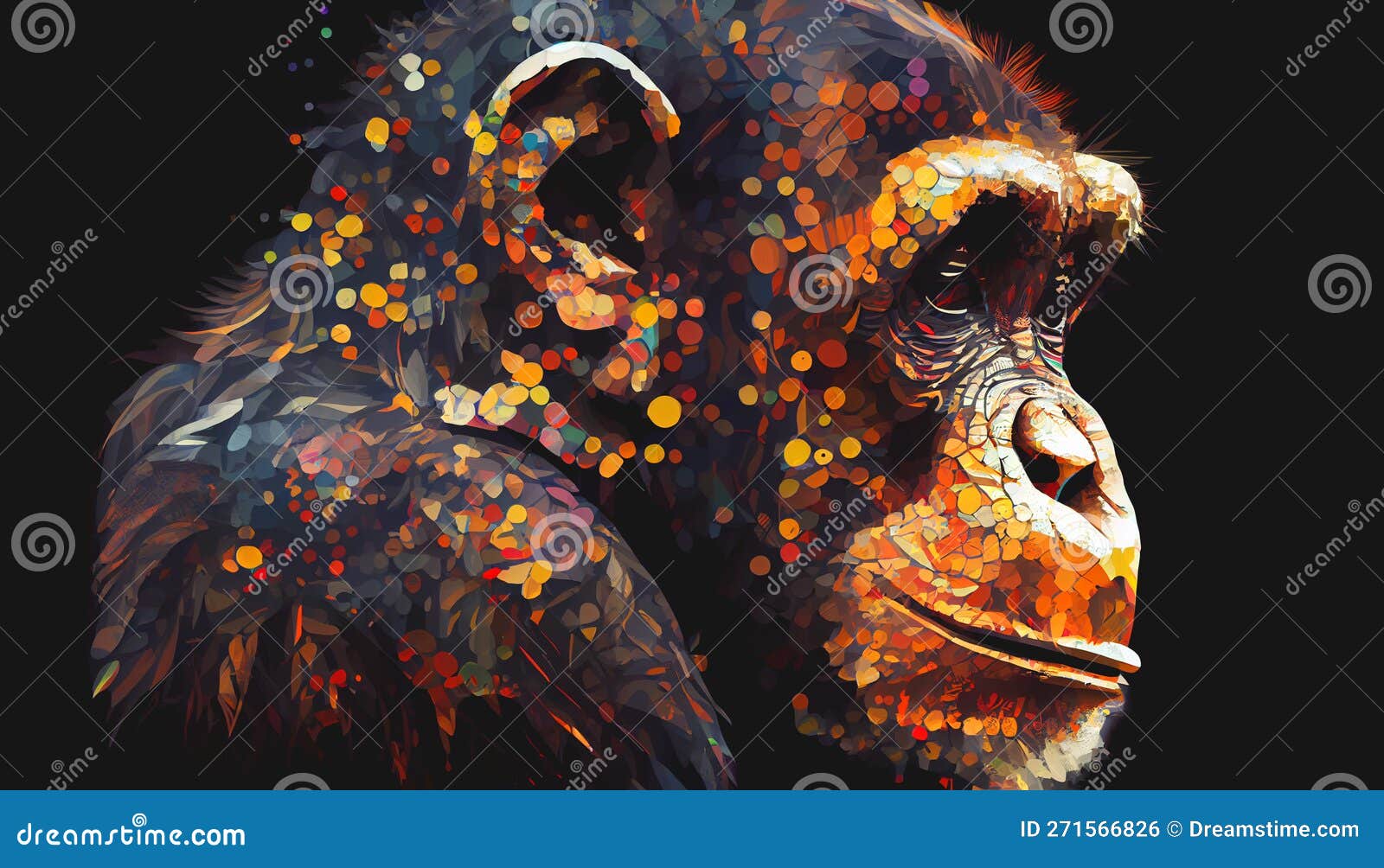Colorful Chimp Monkey Art Wallpaper Stock Illustration - Illustration ...