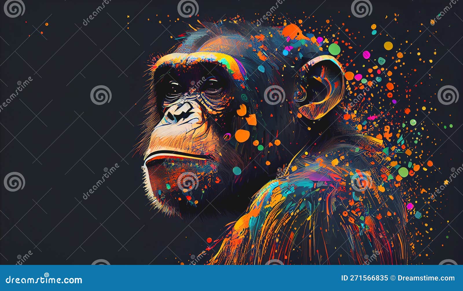 Colorful Chimp Monkey Art Wallpaper Stock Illustration - Illustration ...