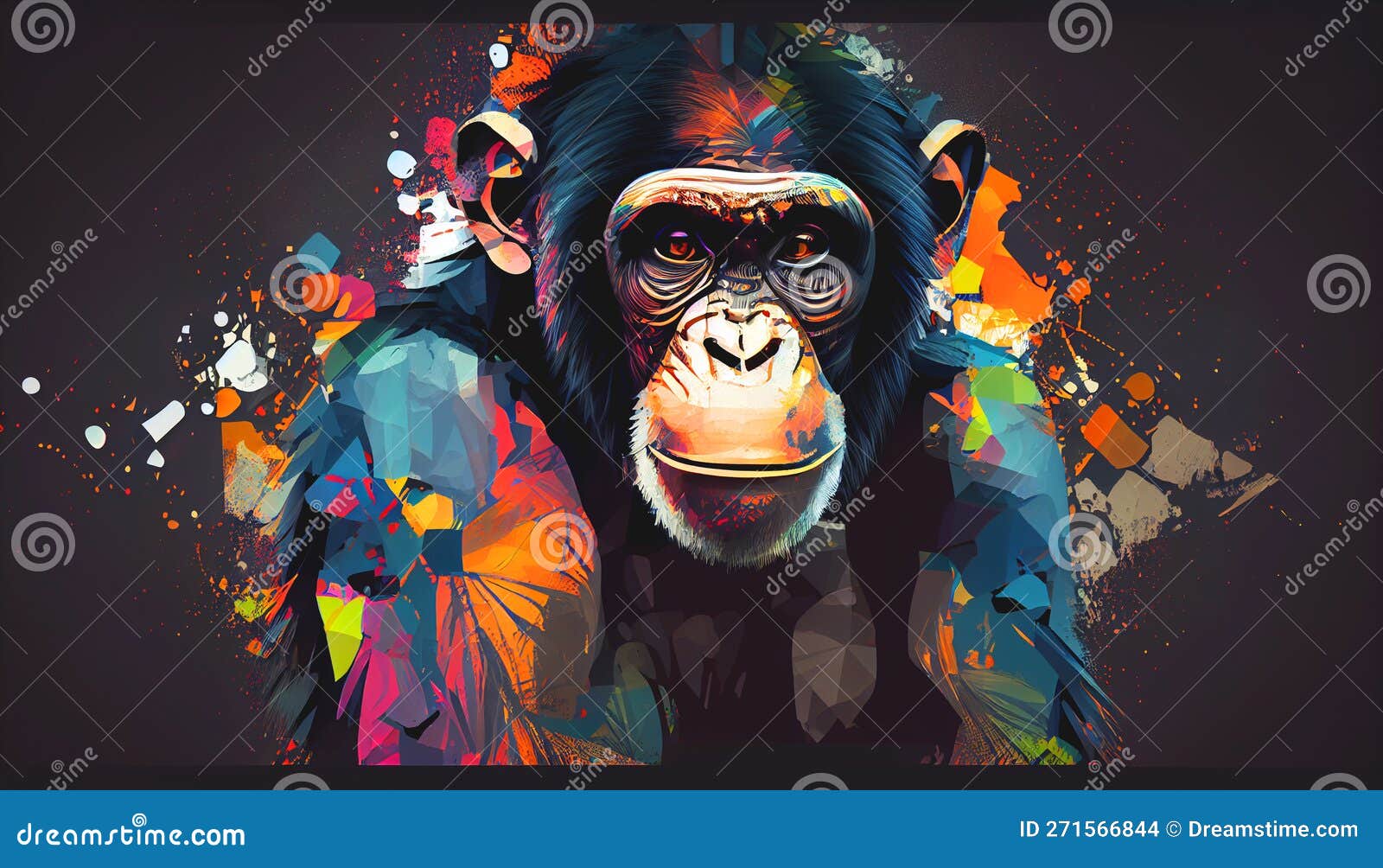 Colorful Chimp Monkey Art Wallpaper Stock Illustration - Illustration ...