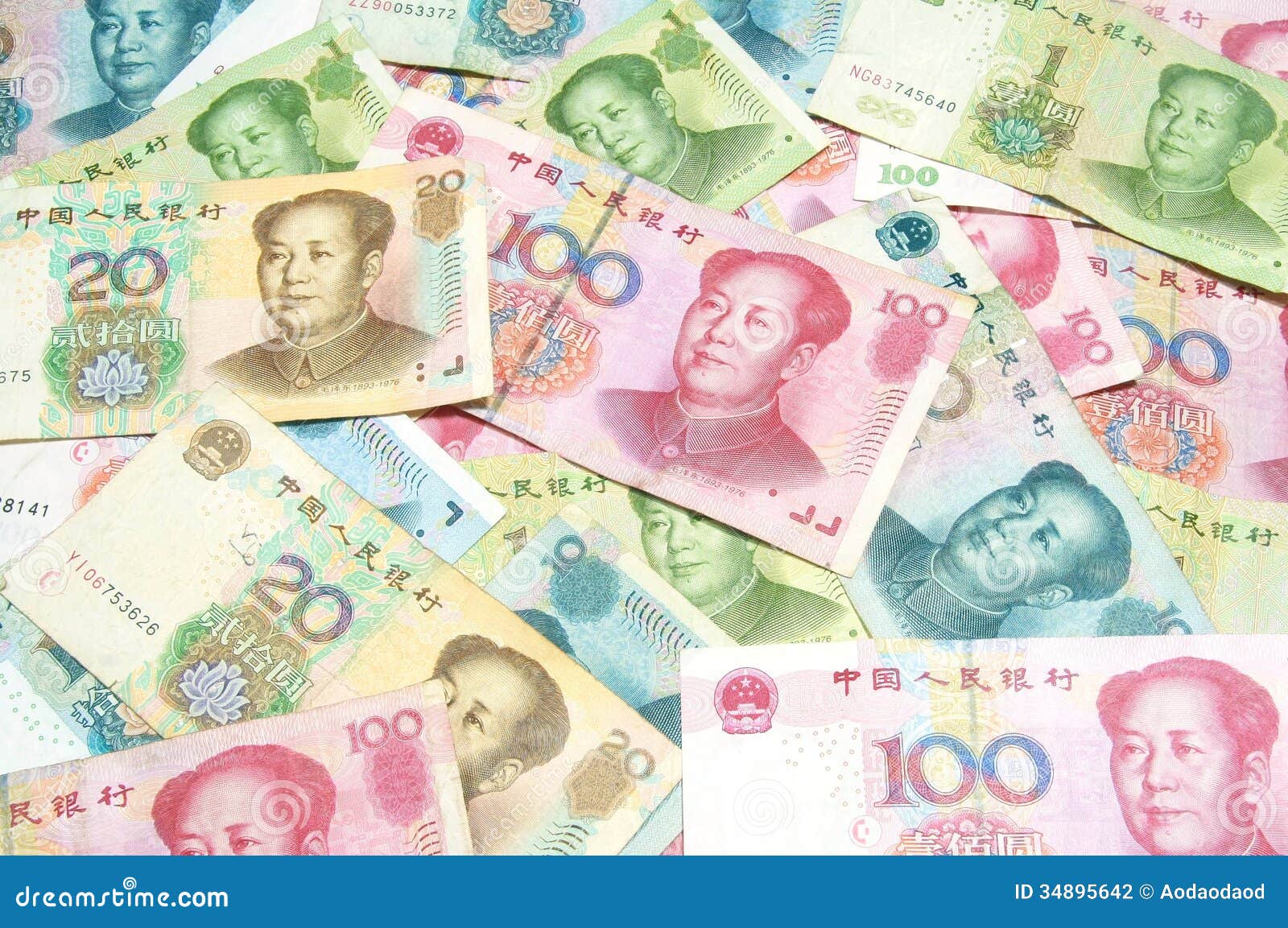 Colorful China money bills stock photo. Image of finance - 34895642
