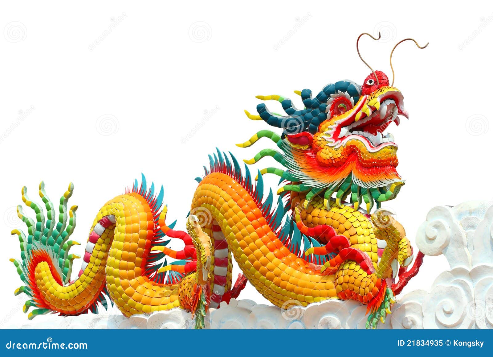 Colorful Chinese Dragon Isolated Stock Image - Image of architecture ...
