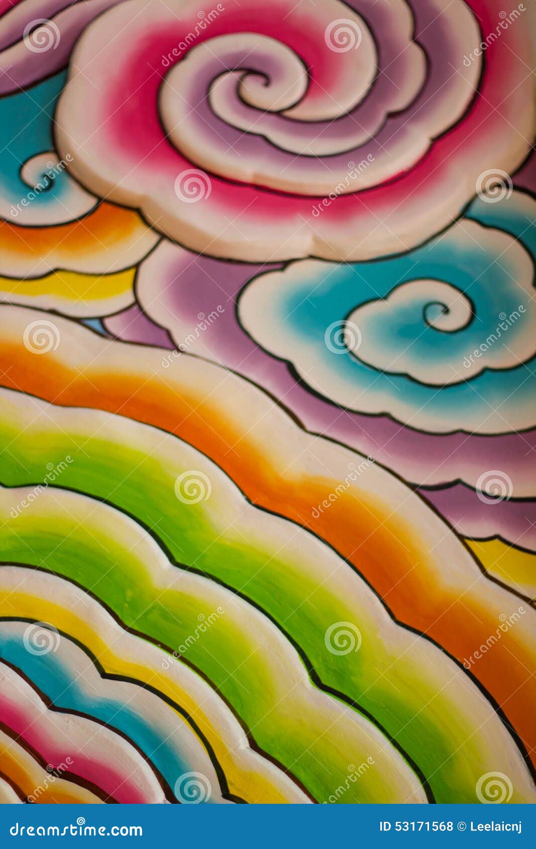 Colorful Chinese Painting on Wall Stock Photo - Image of asian, pattern ...