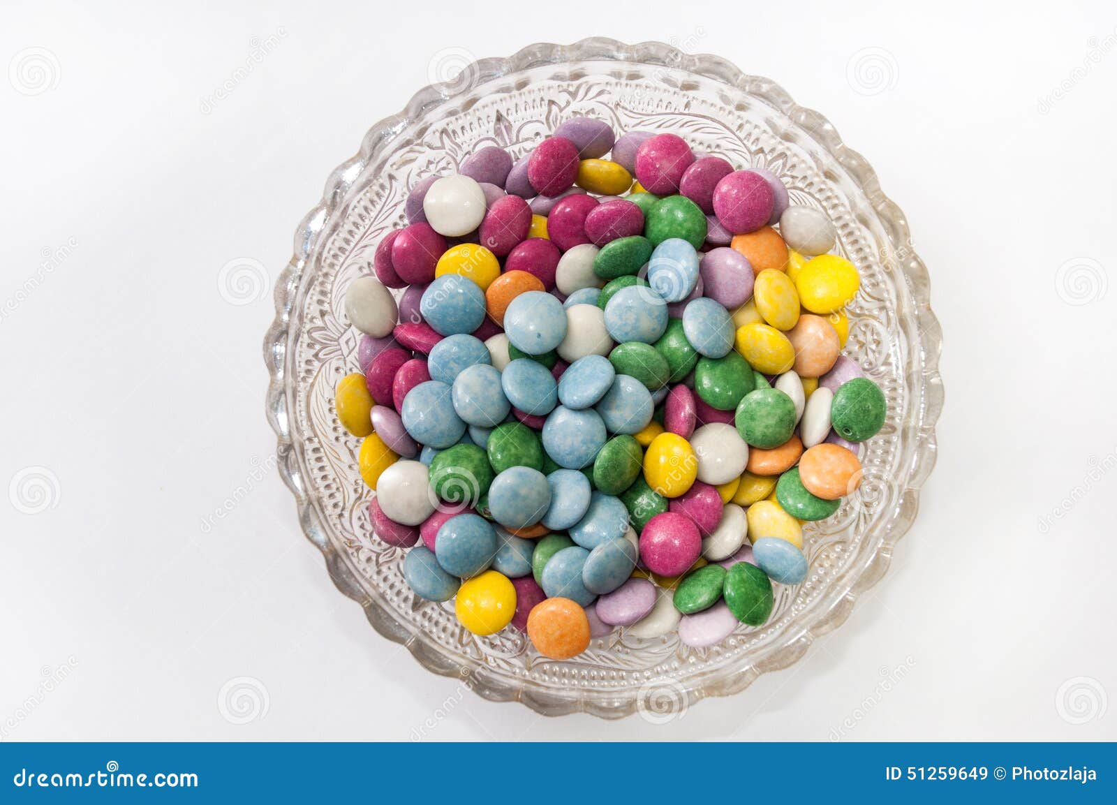 Colorful Chocolate Candies in a Crystal Bowl Stock Image - Image of ...