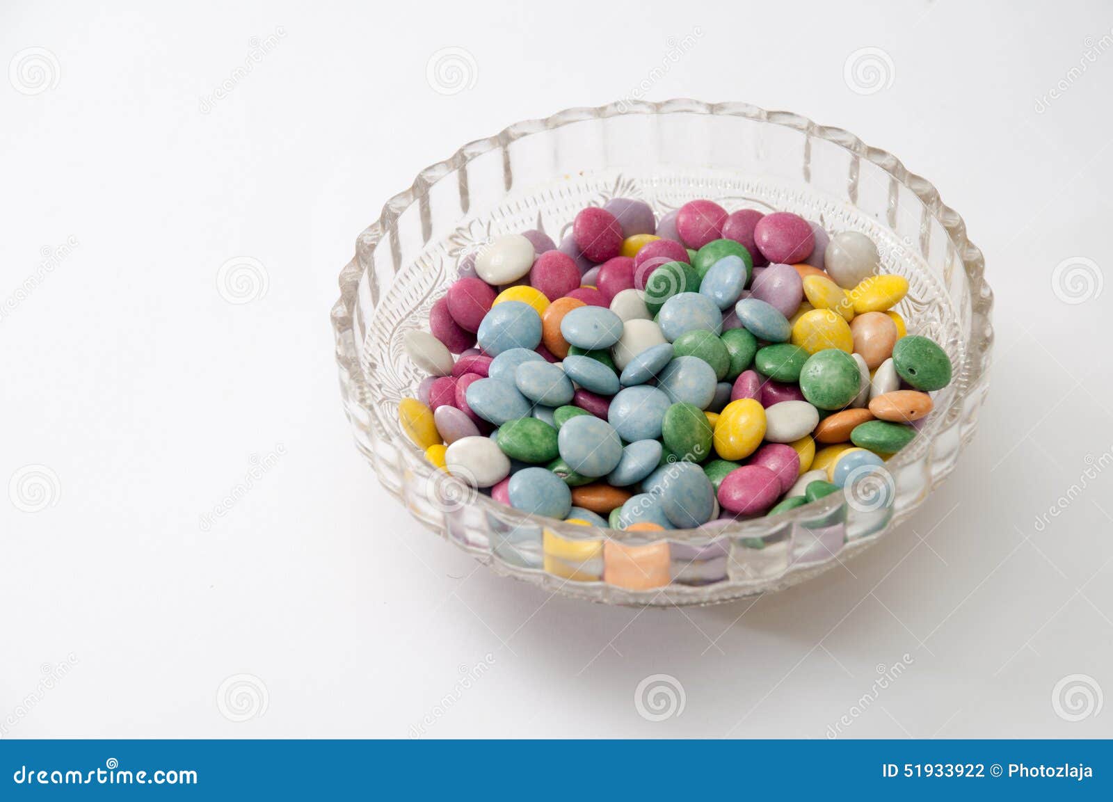 Colorful Chocolate Candies in a Crystal Bowl Stock Photo - Image of ...