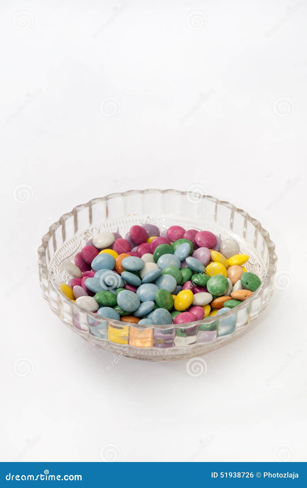 Colorful Chocolate Candies in a Crystal Bowl Stock Photo - Image of ...