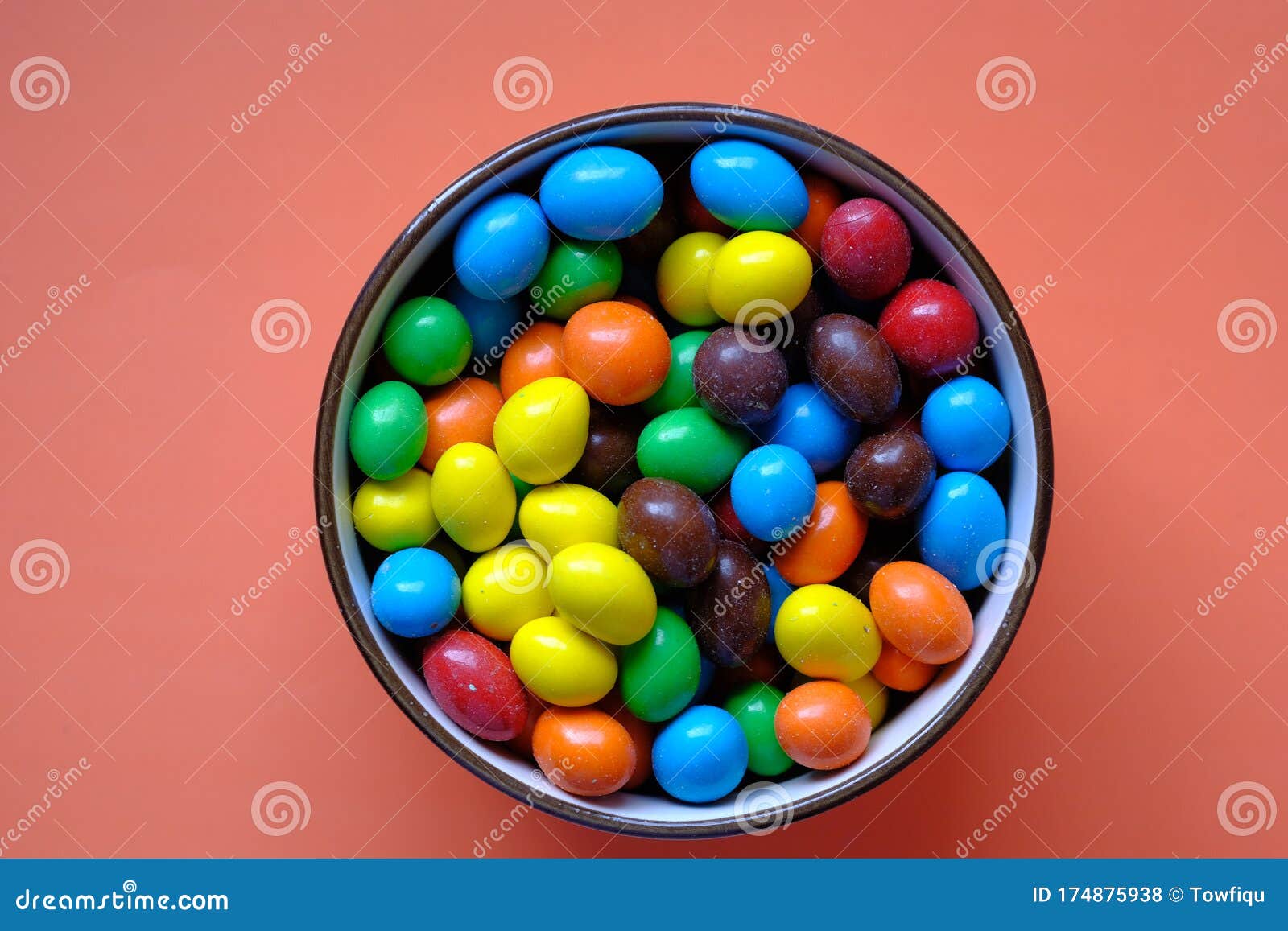Colorful Chocolate Candy in a Bowl on Range Background Stock Photo ...