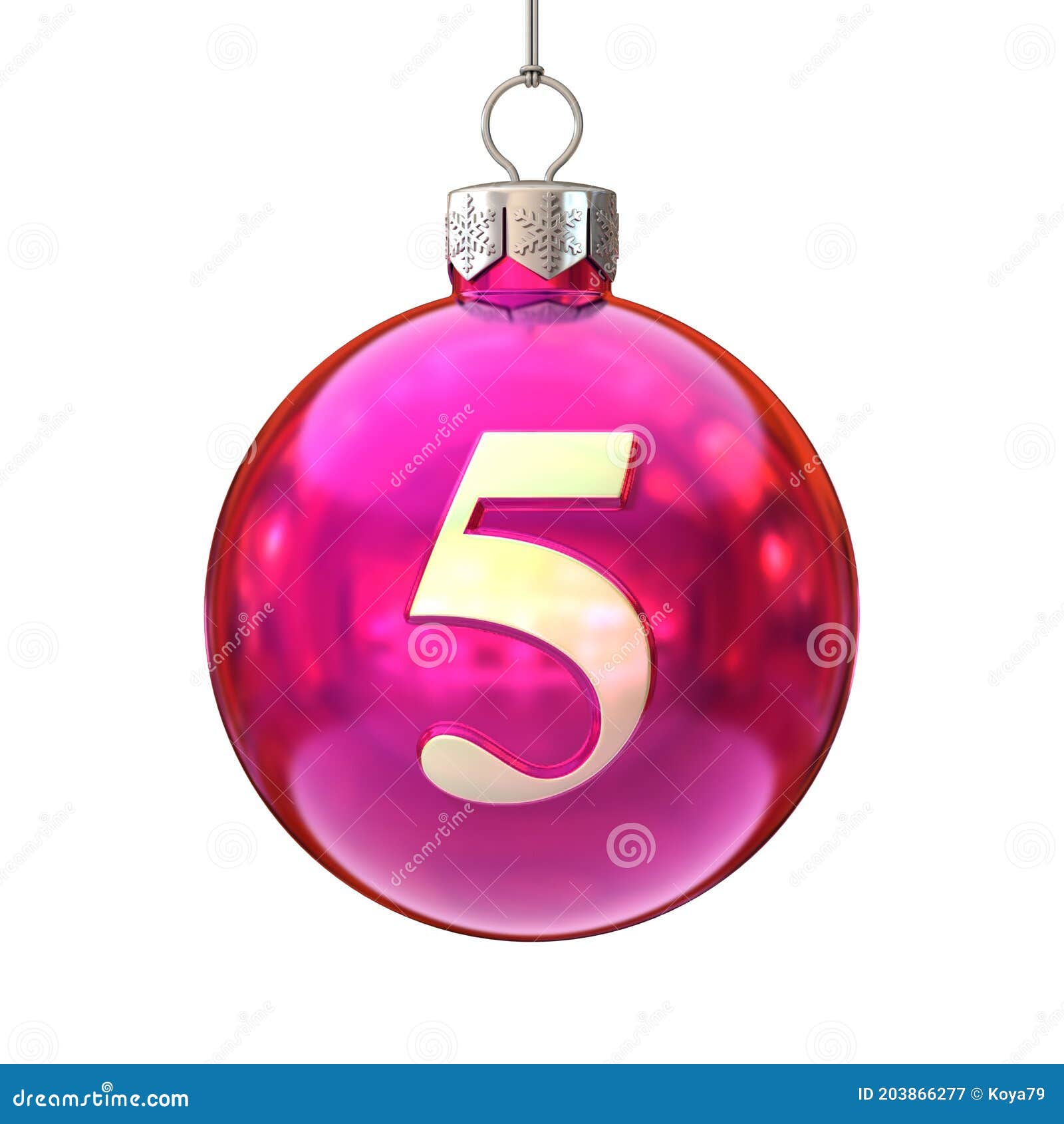 Colorful Christmas Ball Font Number 5 Stock Illustration - Illustration ...