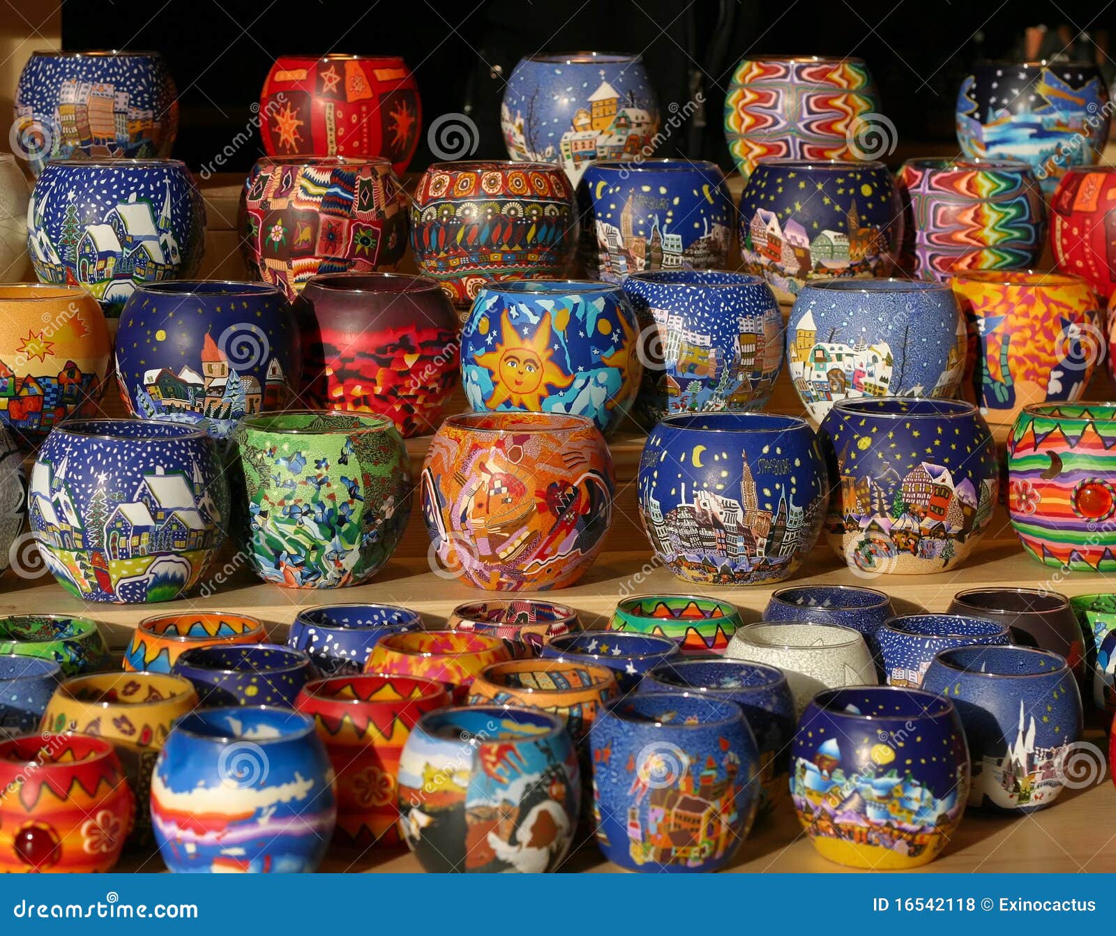 Colorful Christmas Candlesticks on Sale Stock Photo - Image of gold ...