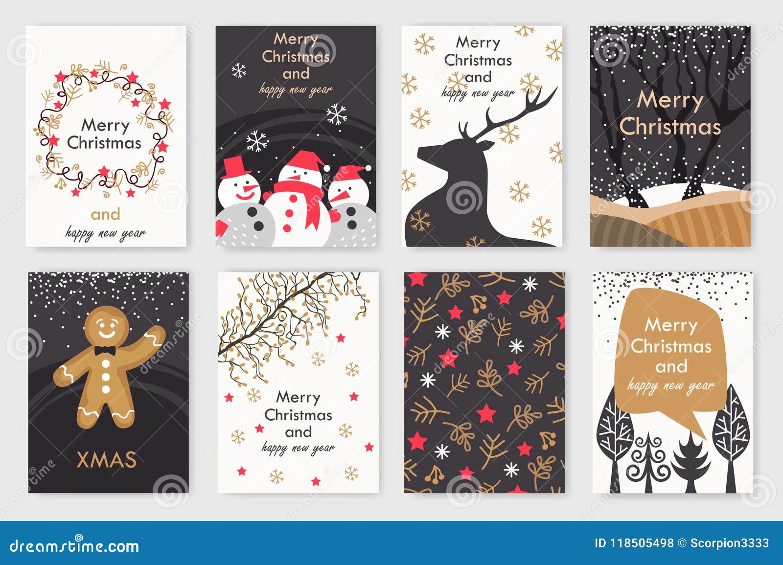 Colorful Christmas Cards Stock Illustration Illustration Of Holiday